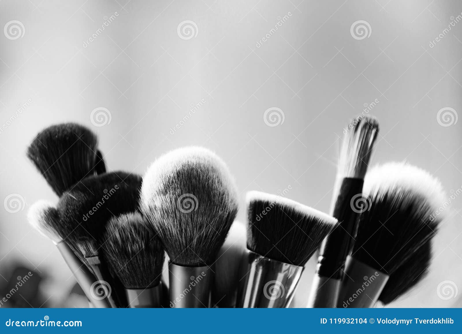 Tools for Makeup. Professional Makeup Brushes on Blurred Background ...