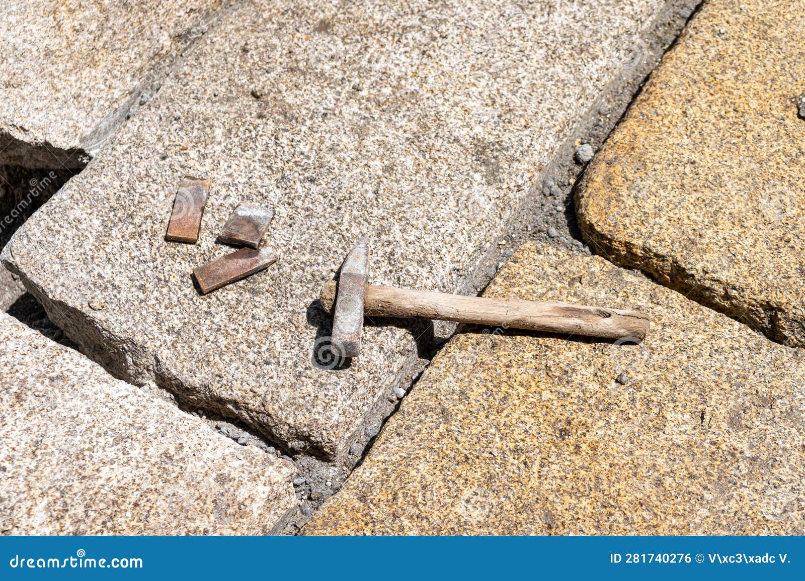Tools for Stone Masonry Work with Granite Ashlars Stock Photo - Image ...