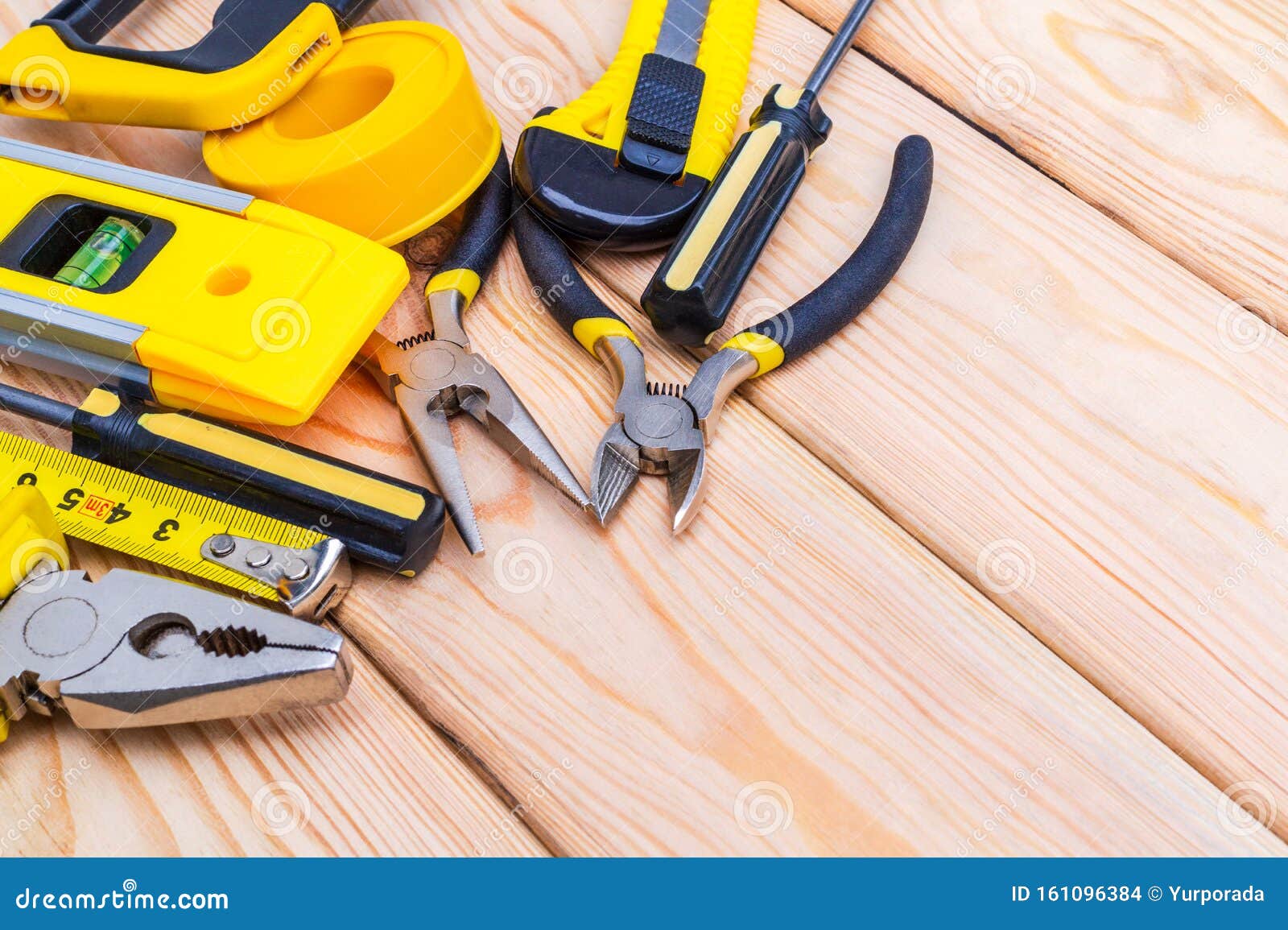 Tools for Master Builder and Accessories on a Wooden Background Stock ...
