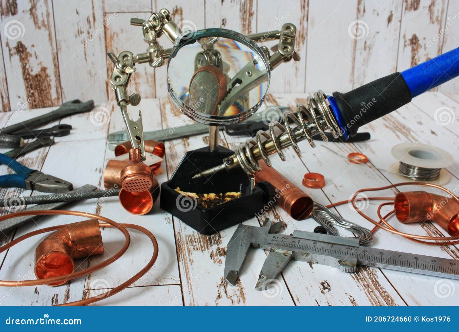Tools and Materials for Copper Soldering Stock Photo - Image of ...