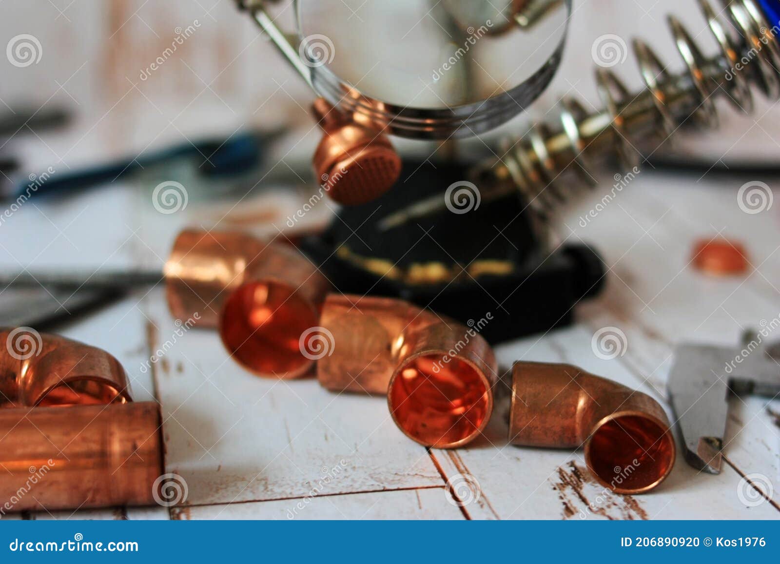 Tools and Materials for Copper Soldering Stock Photo - Image of lens ...