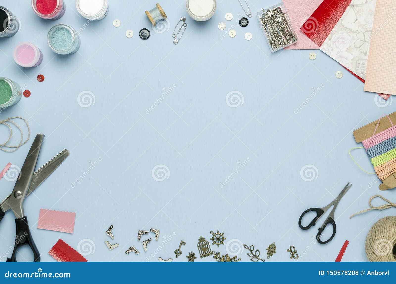 Tools and Materials for Creativity Scattered on the Table Stock Photo ...