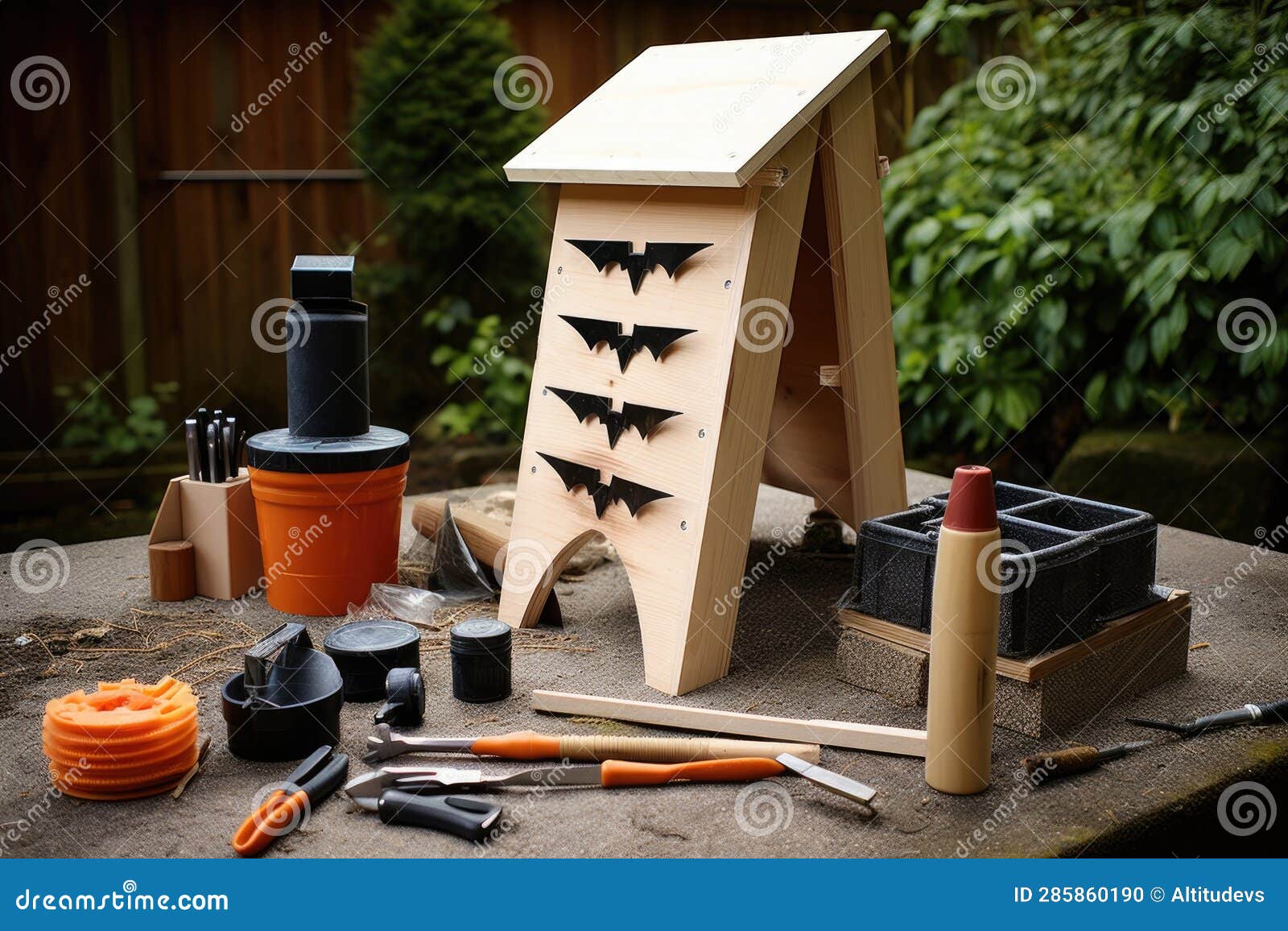 Tools and Materials for Diy Bat House Construction Stock Photo - Image ...