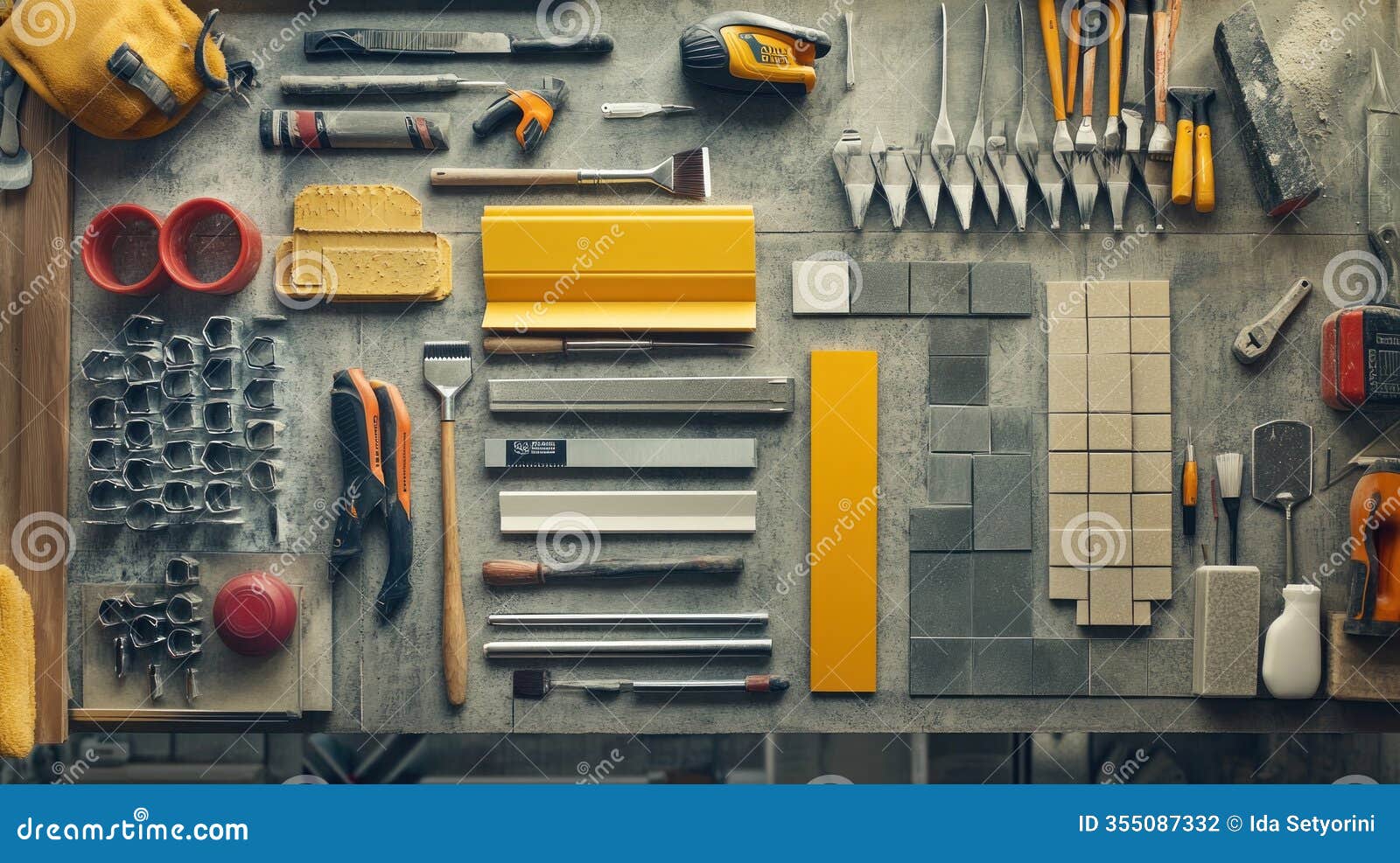 Tools and Materials Organized on a Workbench Stock Illustration ...