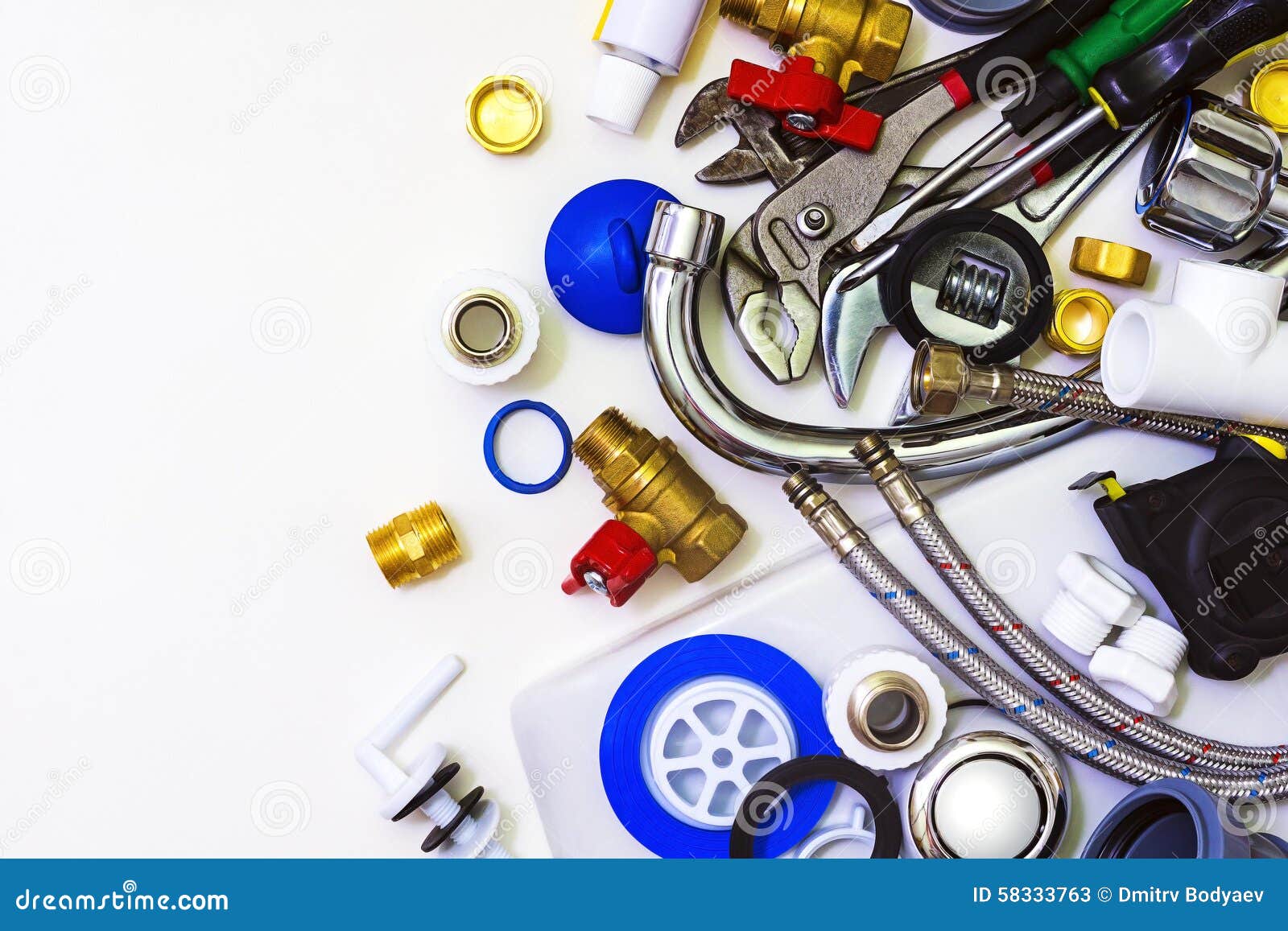 Tools and Materials for Sanitary Works Stock Image - Image of objects ...