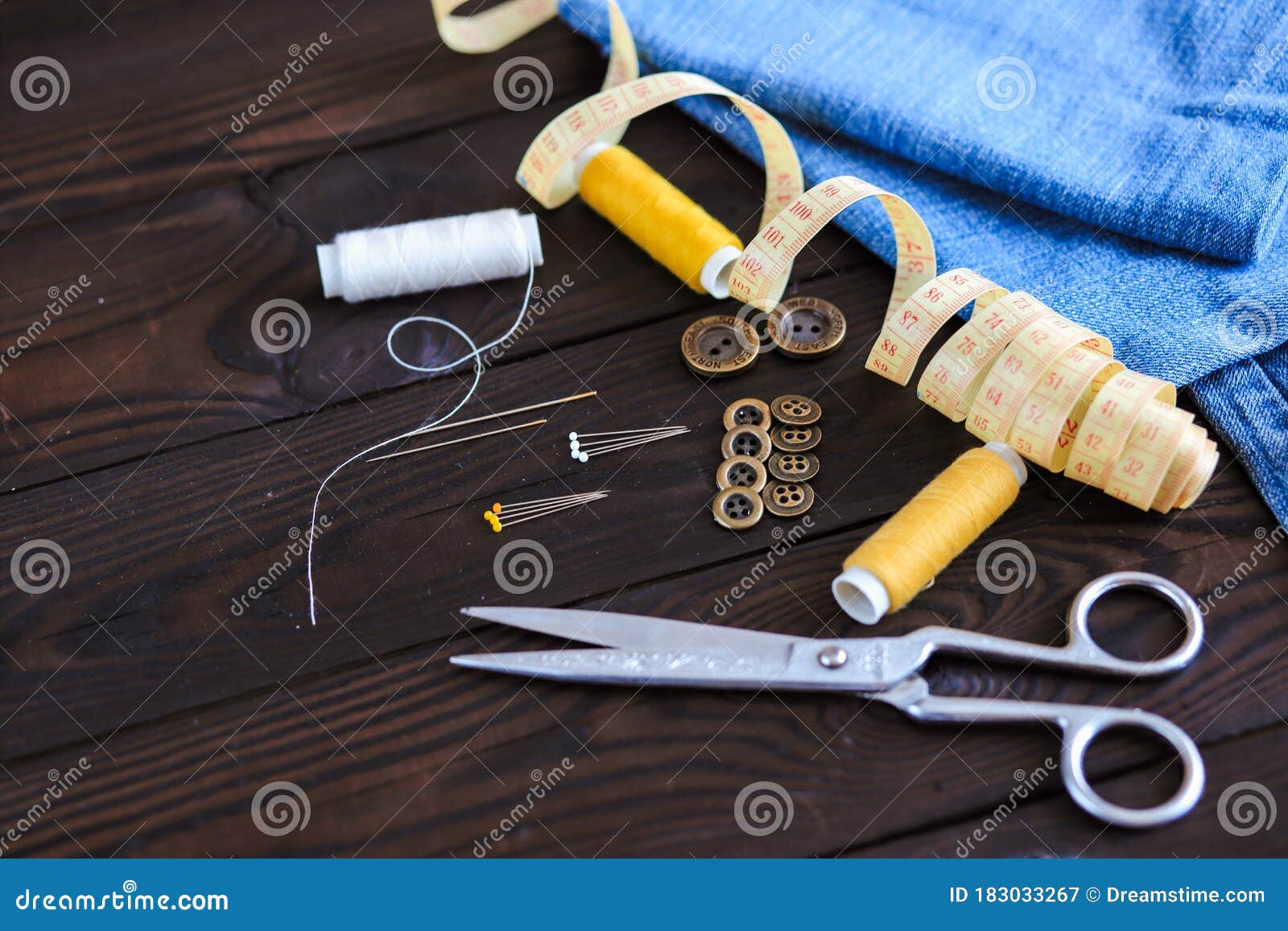 Tools and Materials for Sewing Stock Image - Image of thread, white ...
