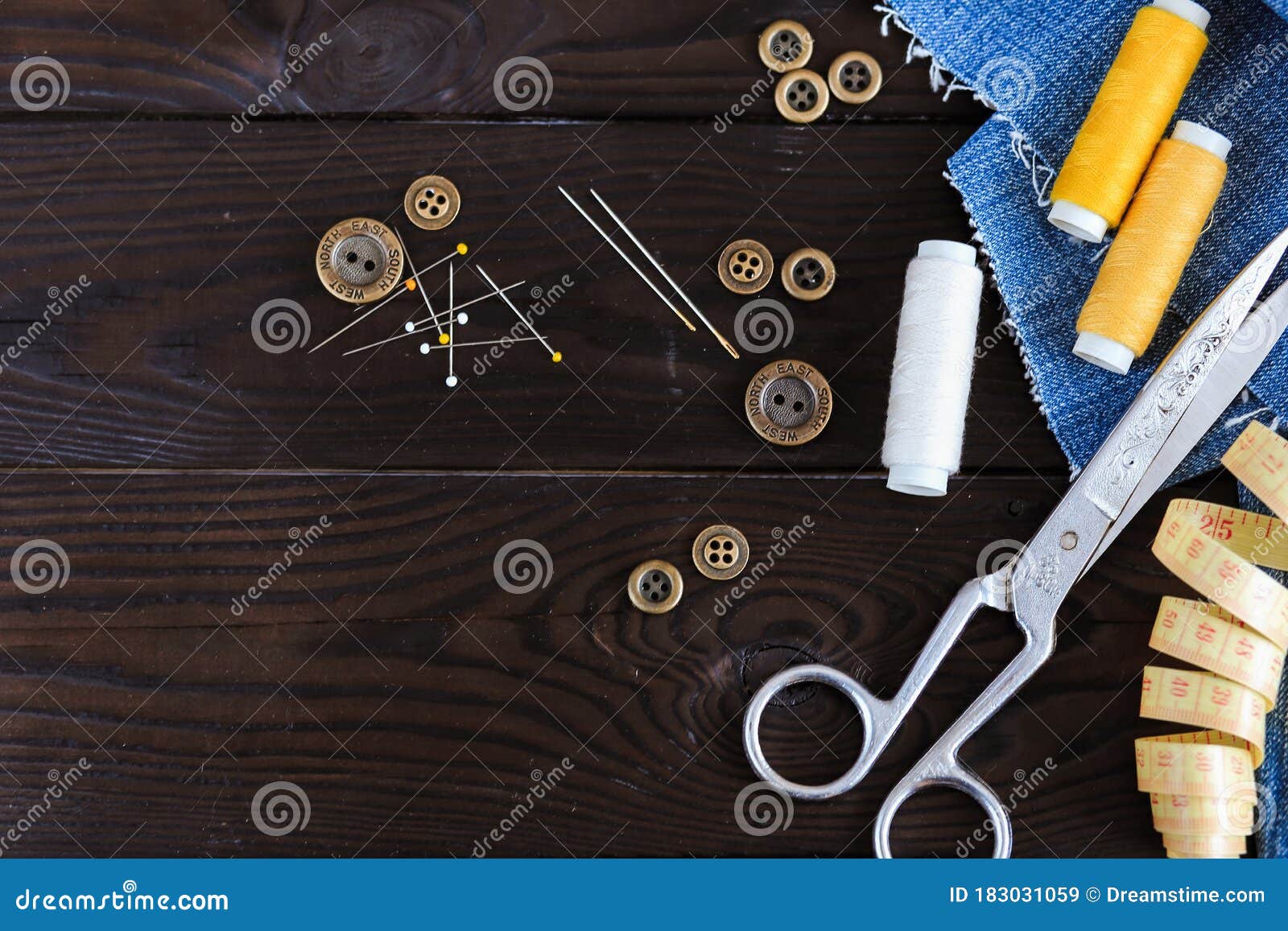 Tools and Materials for Sewing Stock Image - Image of scissors ...