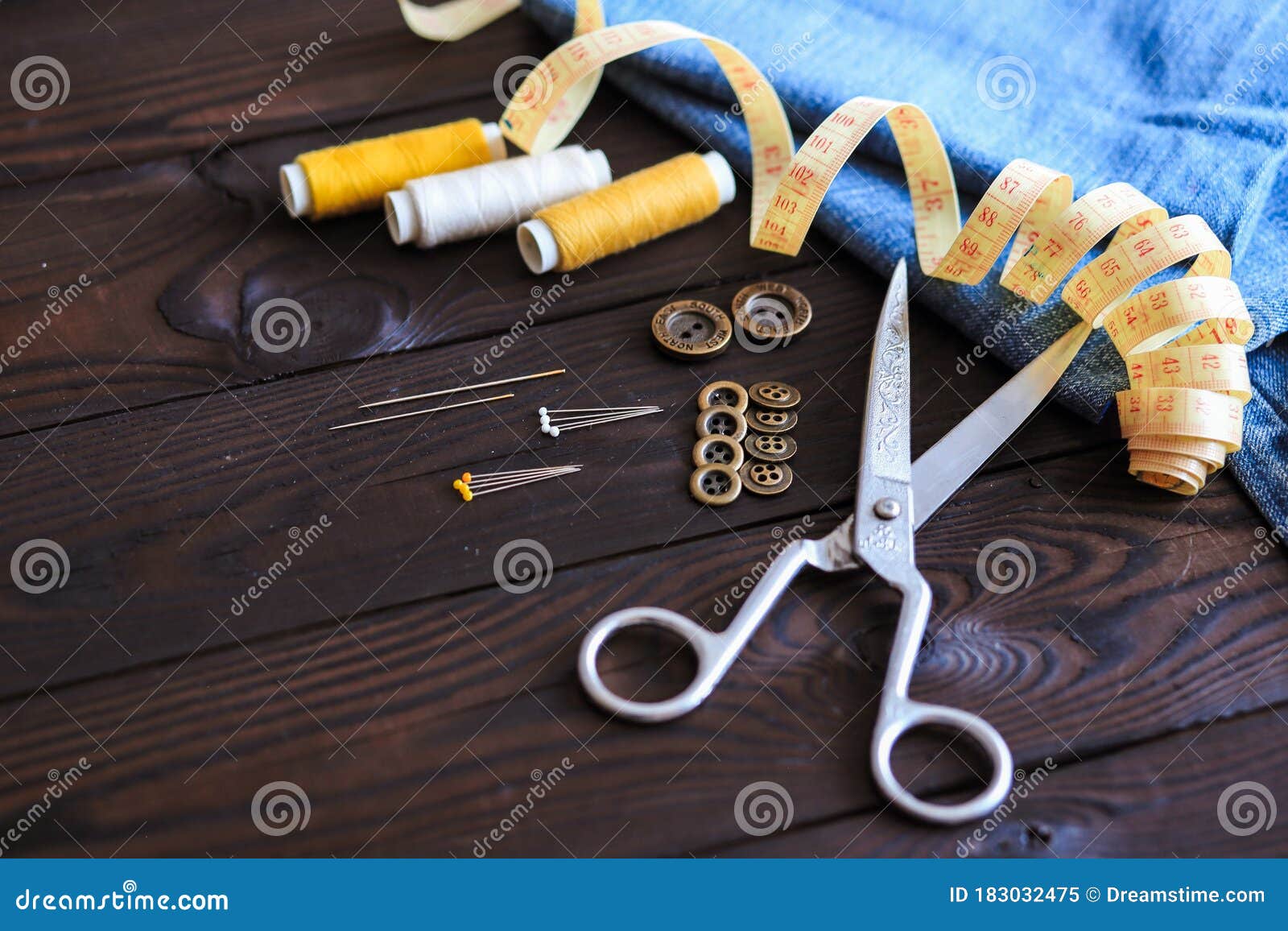 Tools and Materials for Sewing Stock Image - Image of scissors ...