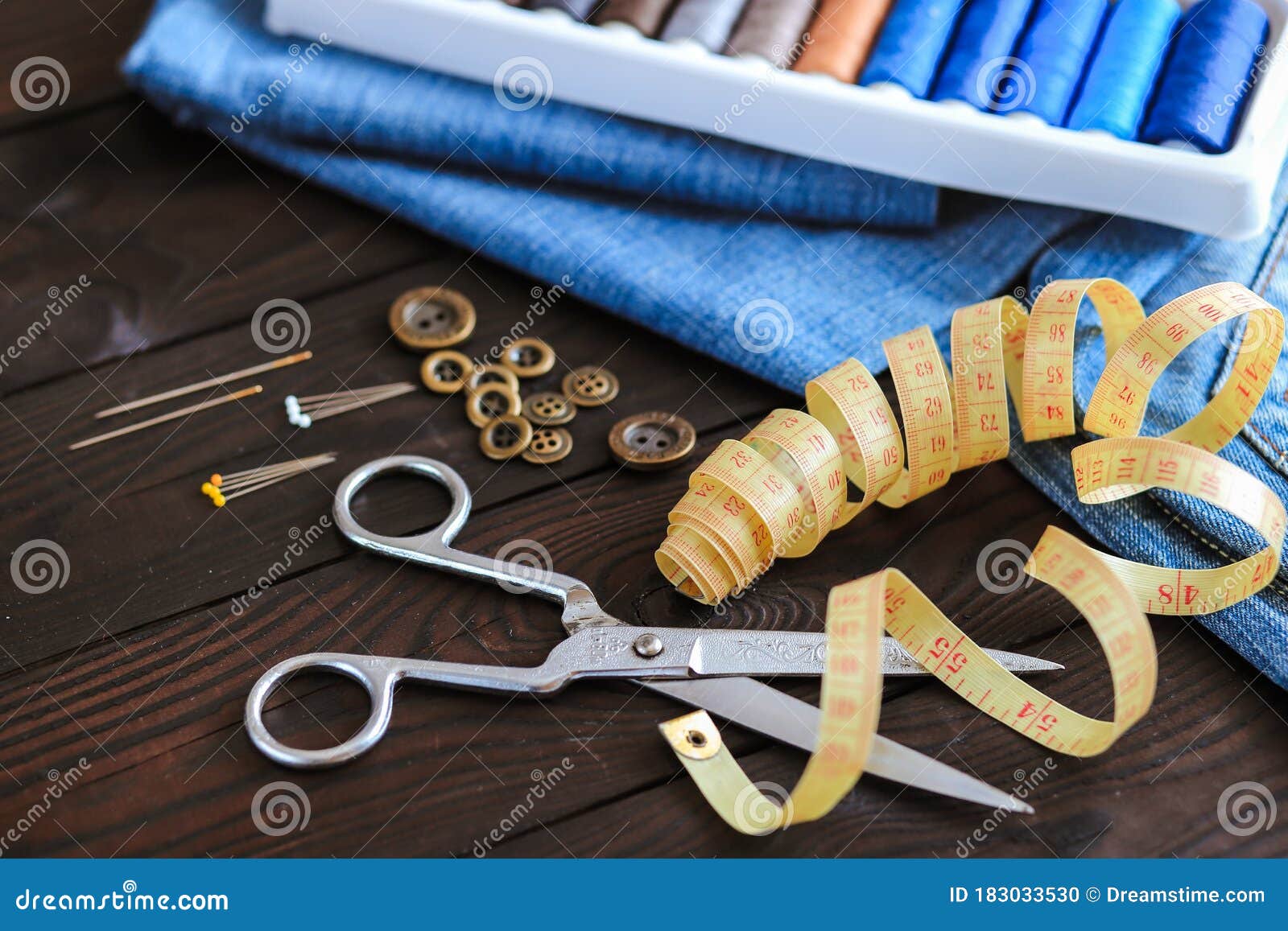 Tools and Materials for Sewing Stock Photo - Image of steel, education ...