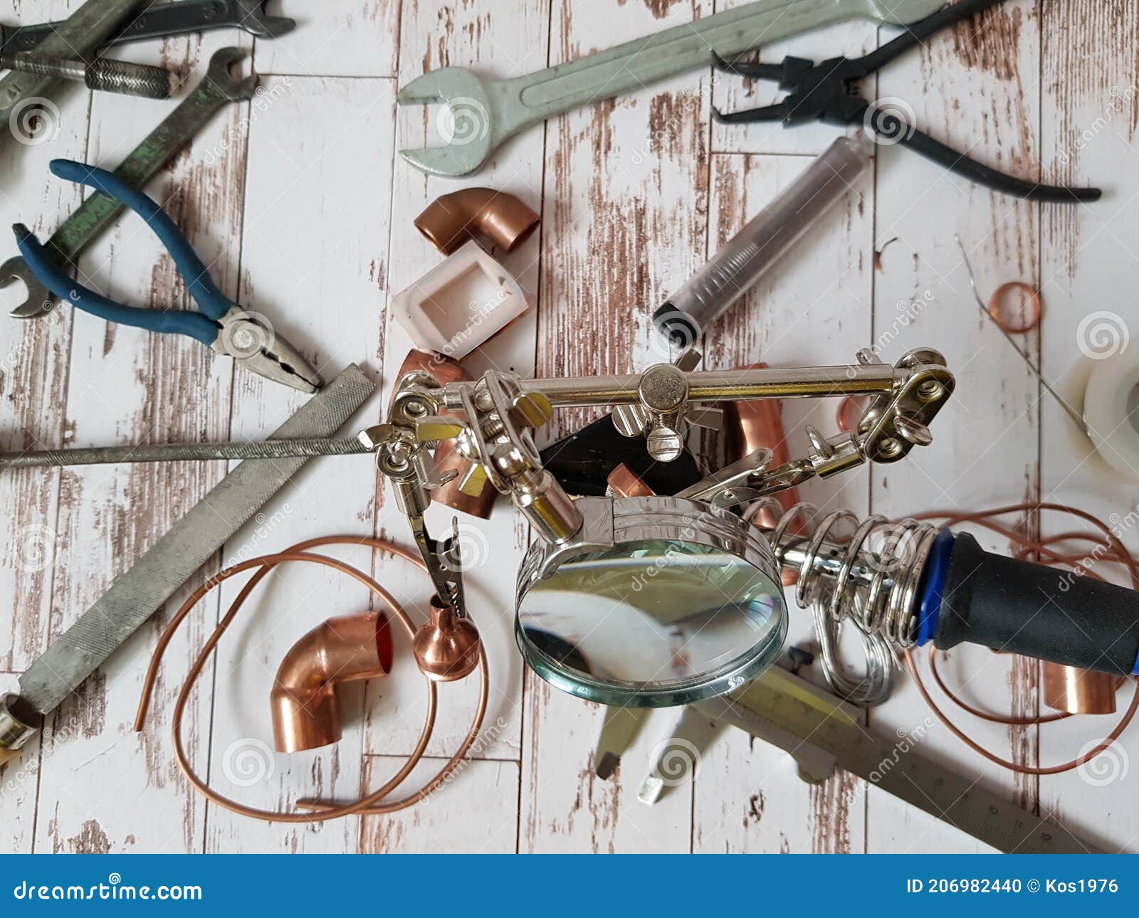 Tools and Materials for Copper Soldering Stock Photo - Image of film ...