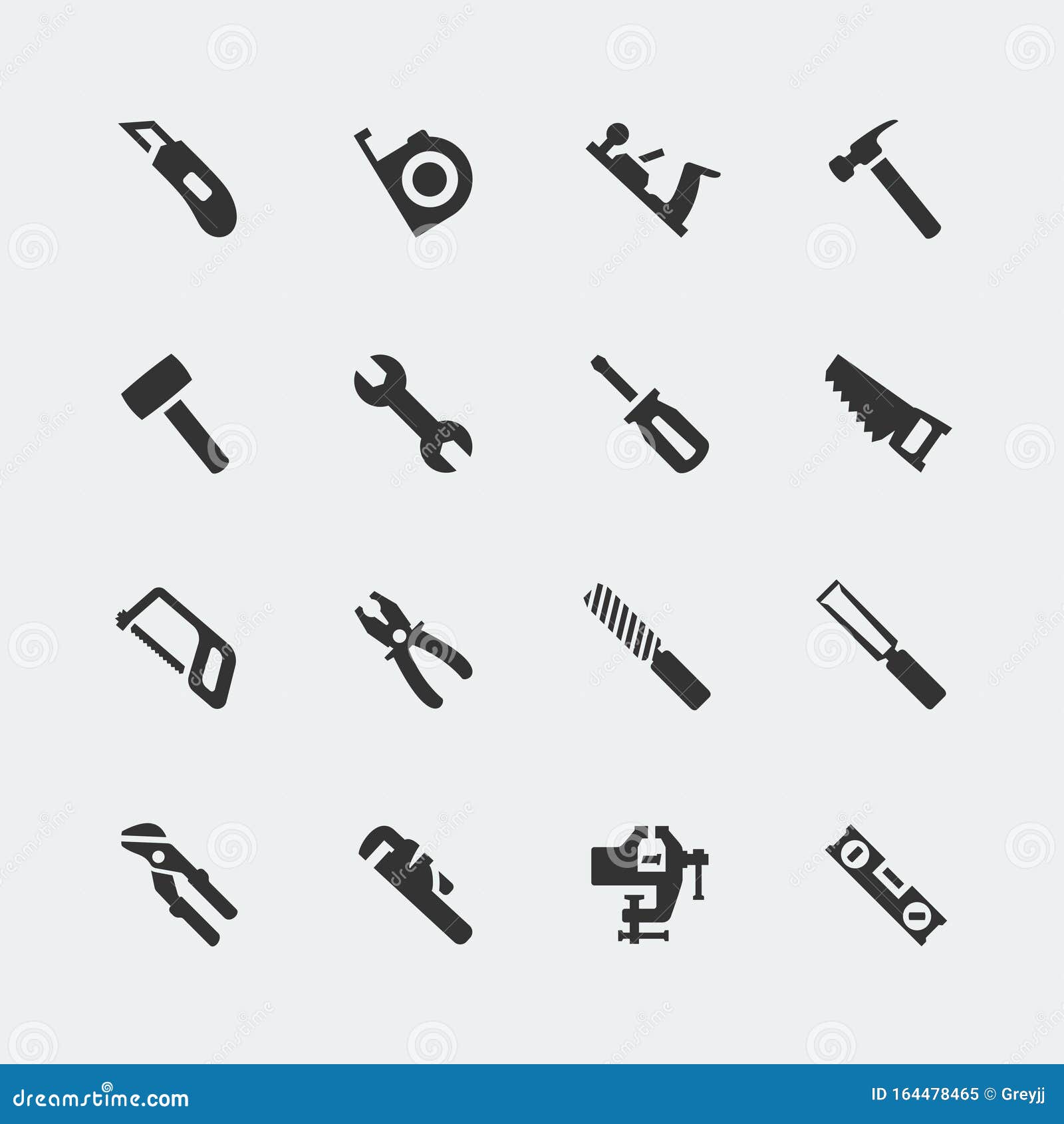 Tools mini icons set stock vector. Illustration of pictogram - 164478465