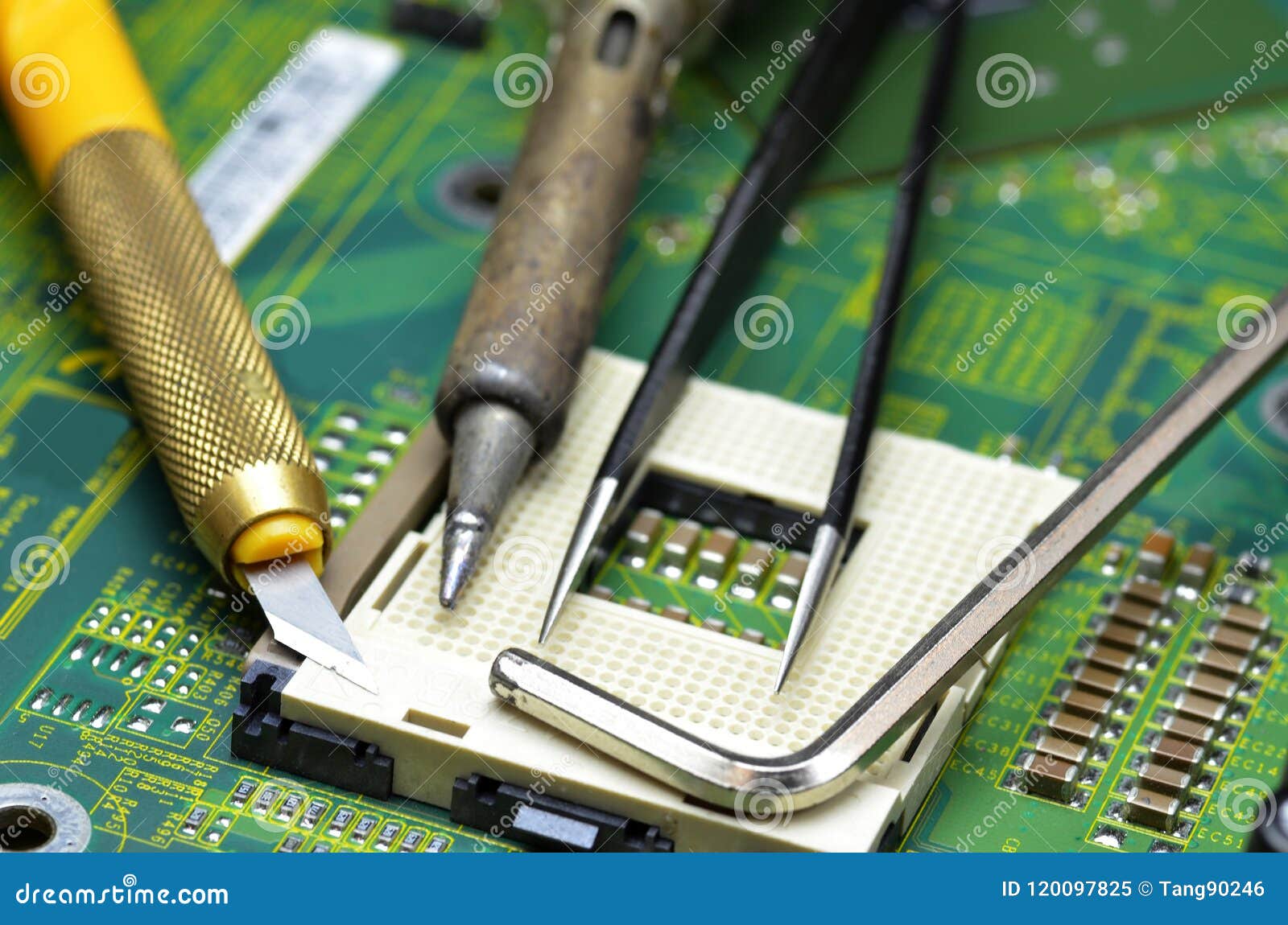 Tools on the Motherboard of the Laptop Stock Image - Image of ...