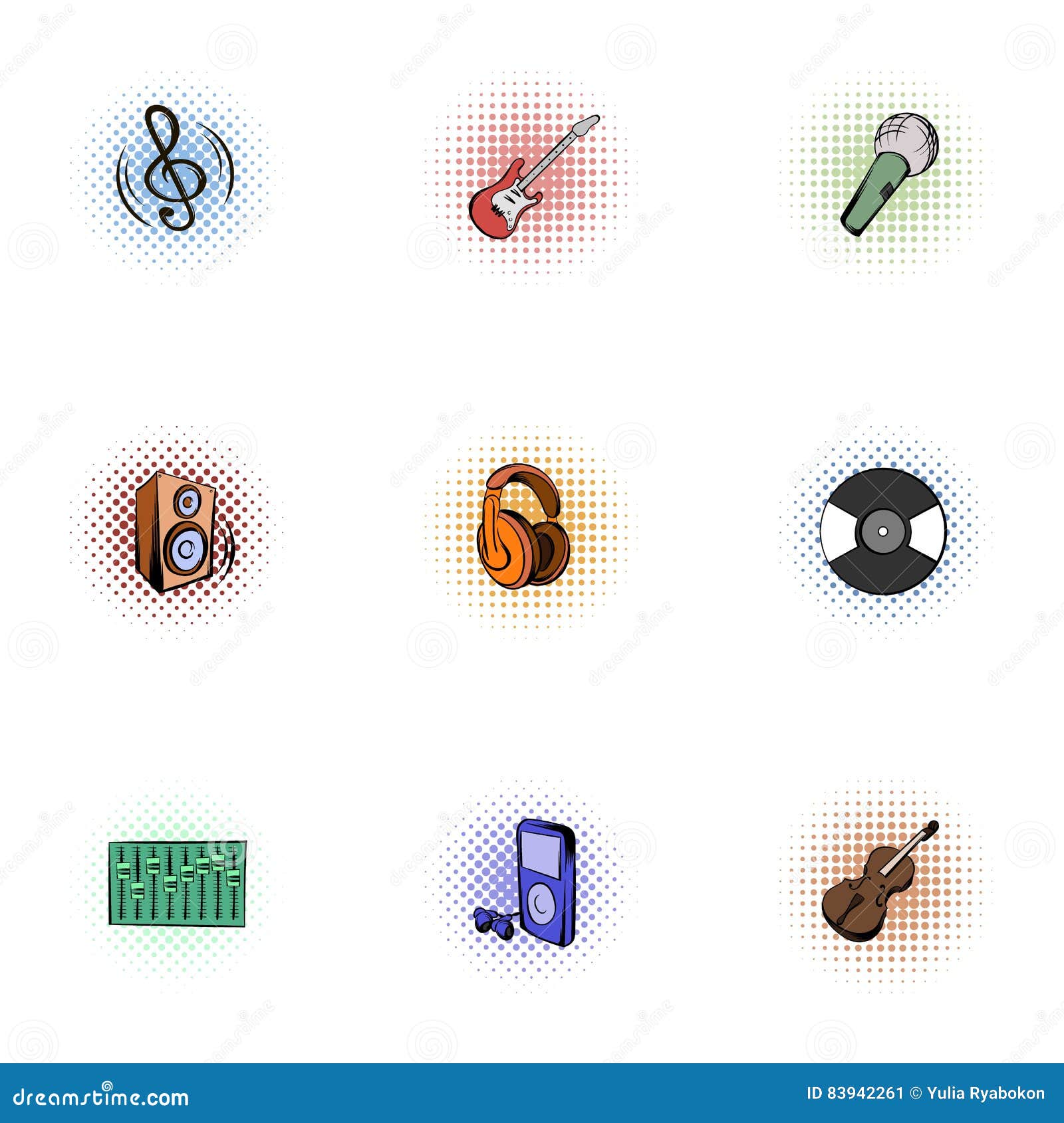Tools for Music Icons Set, Pop-art Style Stock Vector - Illustration of ...