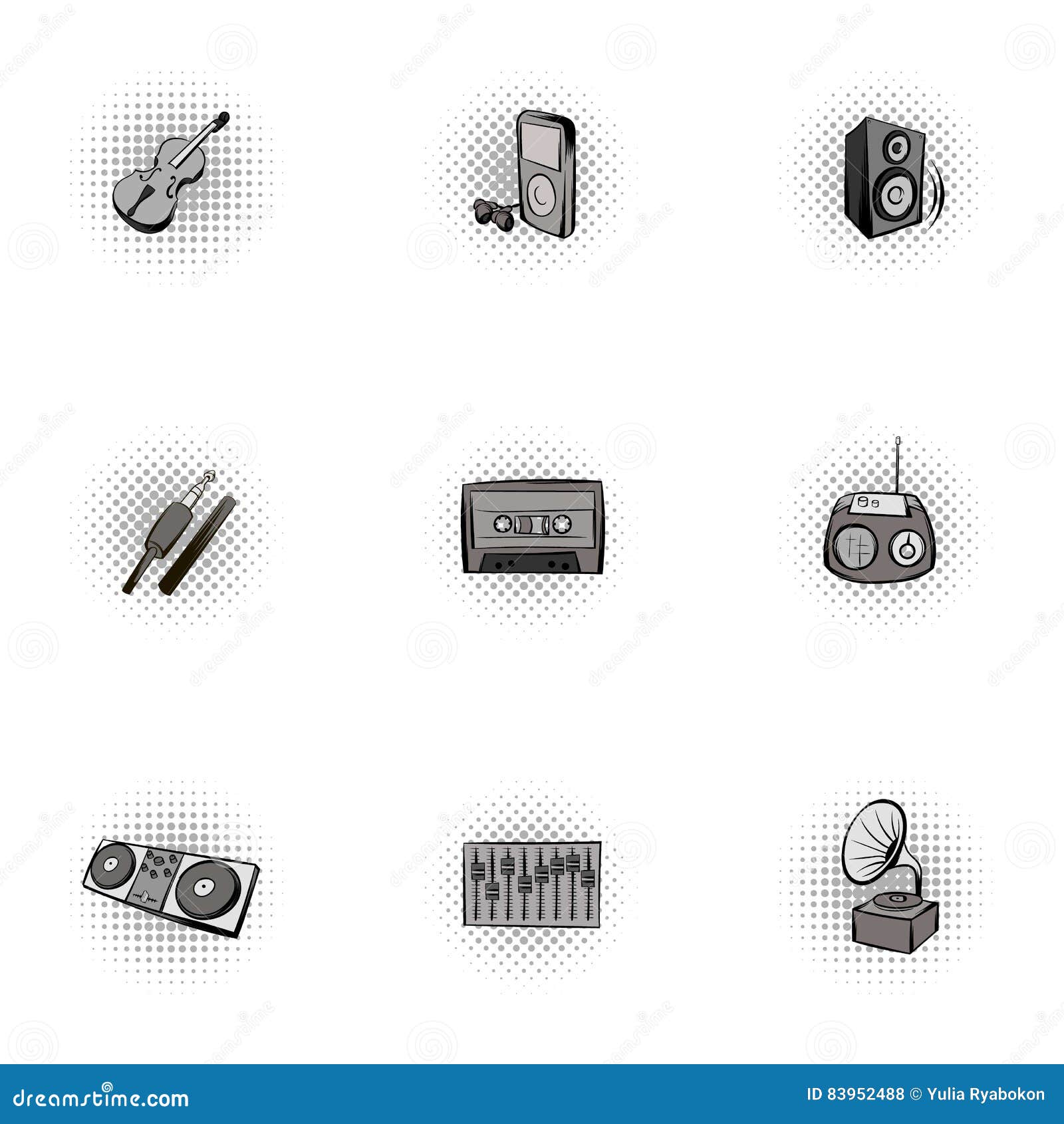Tools for Music Icons Set, Pop-art Style Stock Vector - Illustration of ...