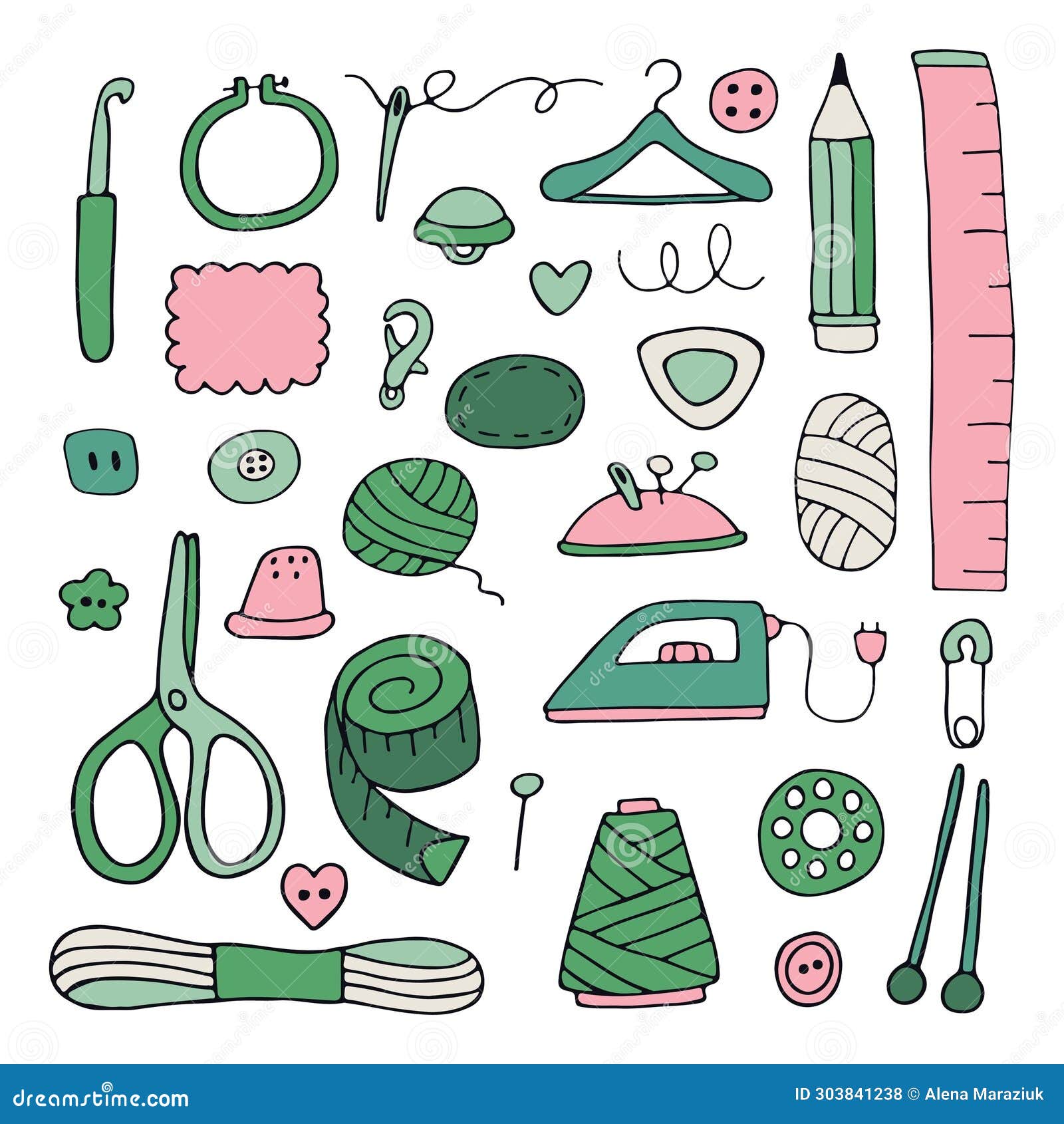 Tools for Needlework and Sewing. Needles, Threads, Fabrics, Mannequin ...