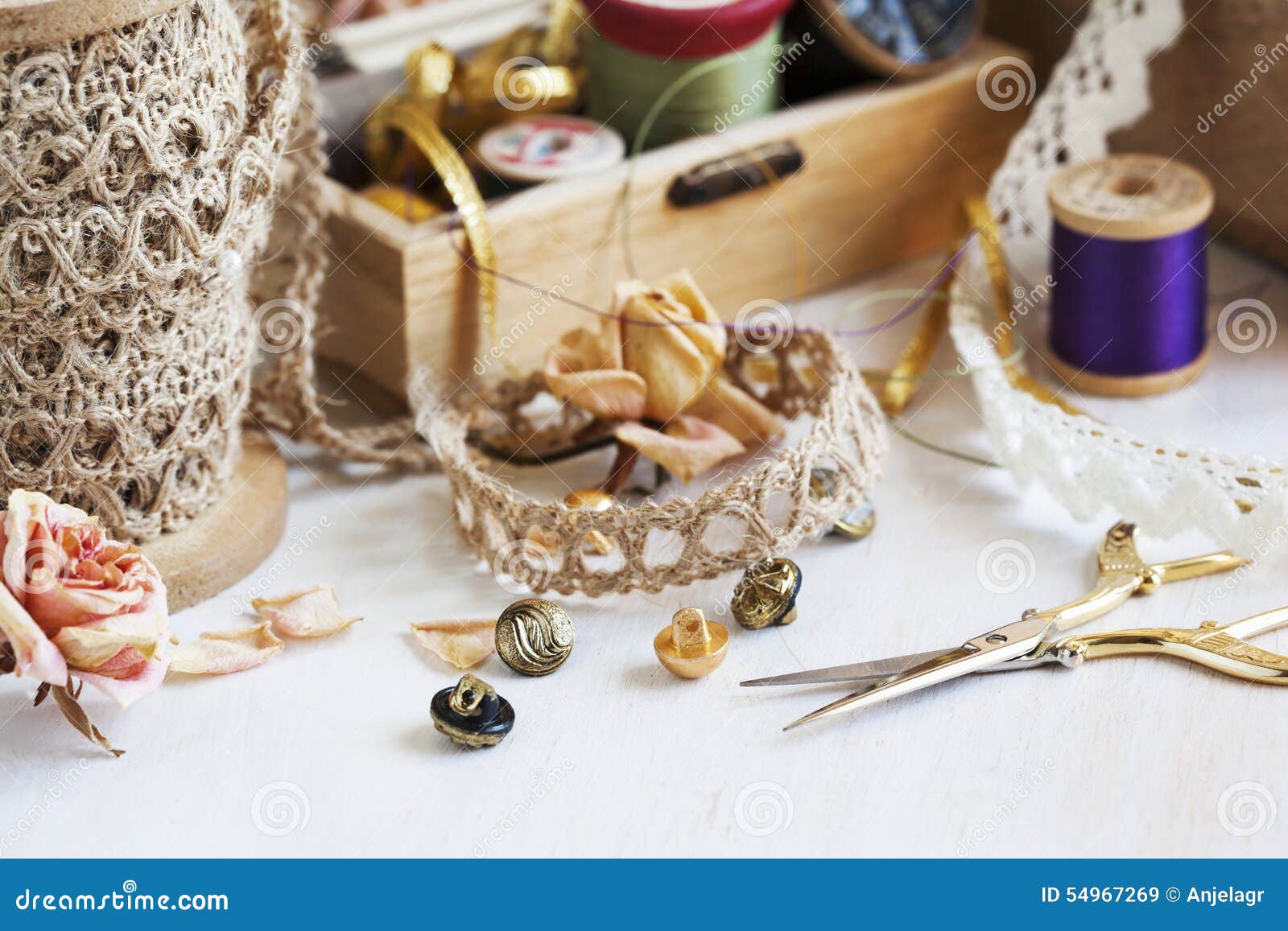 Tools for Needlework, Thread for Sewing, Scissors, Buttons and Laces ...