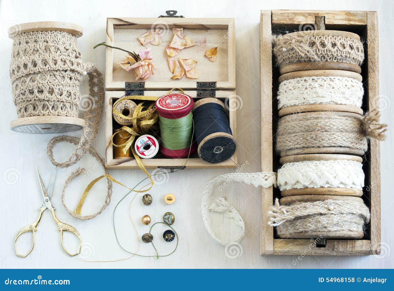 Tools for Needlework, Thread for Sewing, Scissors, Buttons and V Stock ...