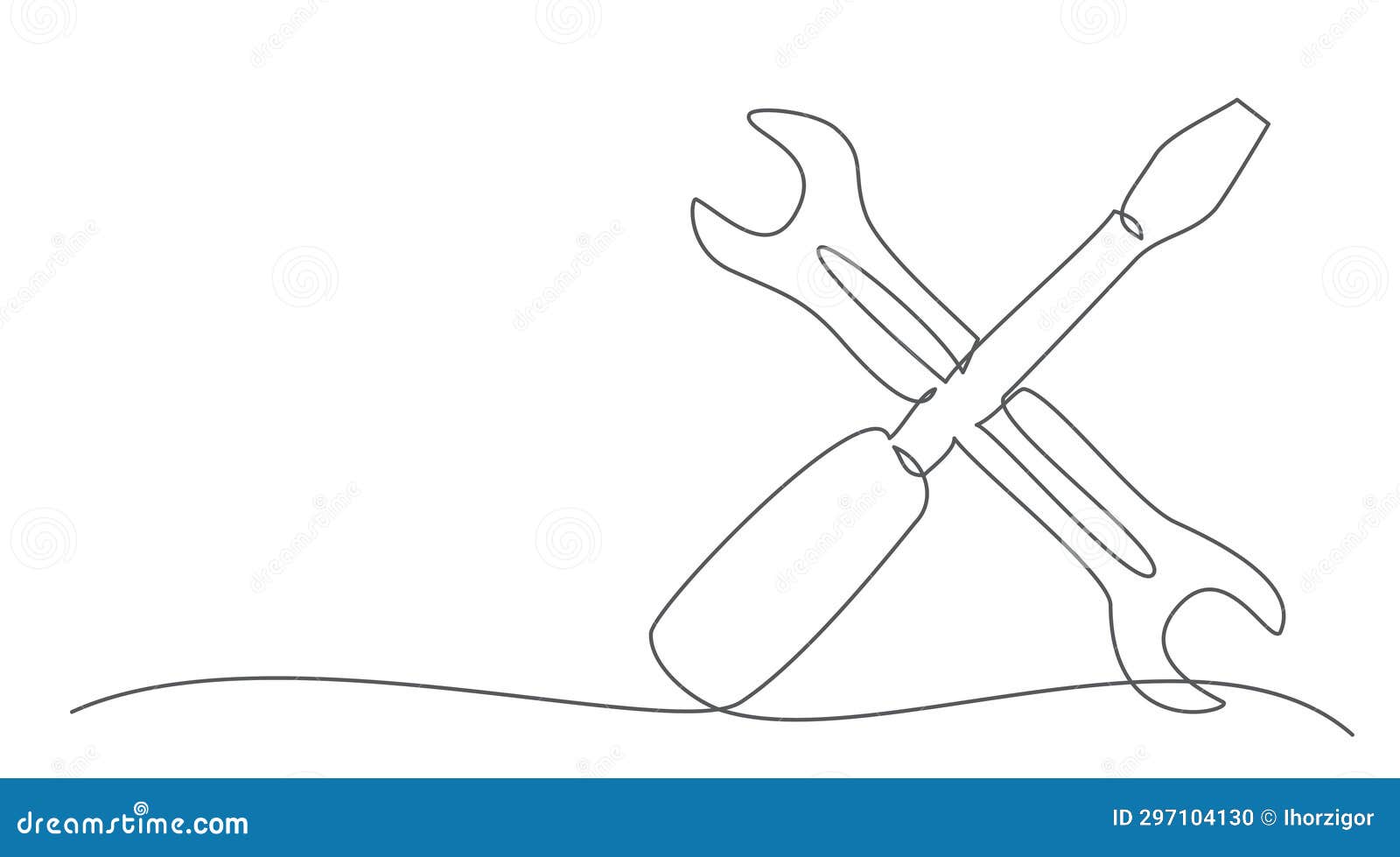 Tools One Line Drawing Isolated on White Background Stock Illustration ...