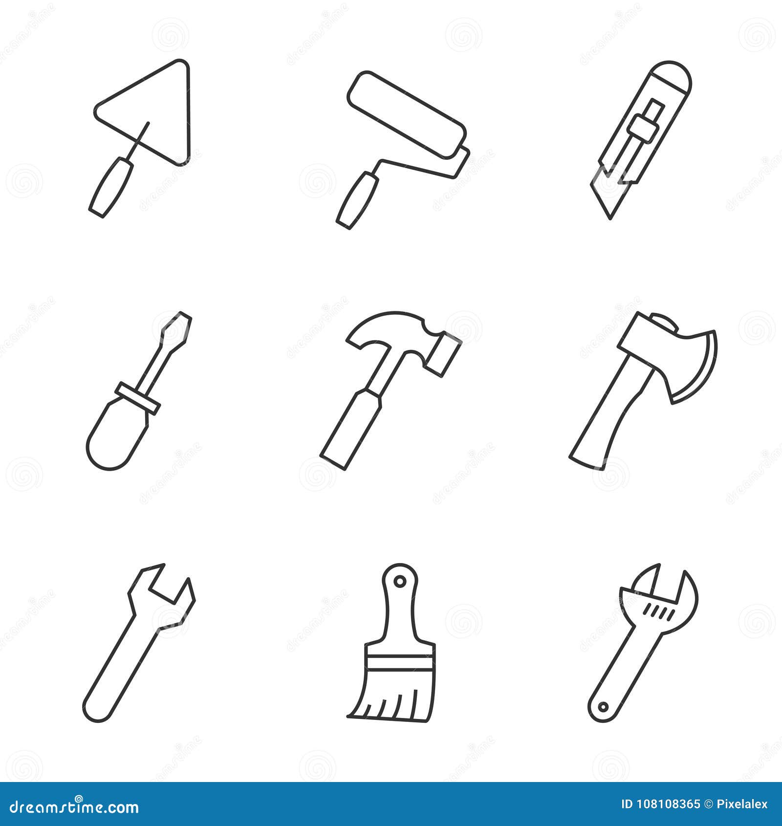 Tools outline icons stock vector. Illustration of outline - 108108365