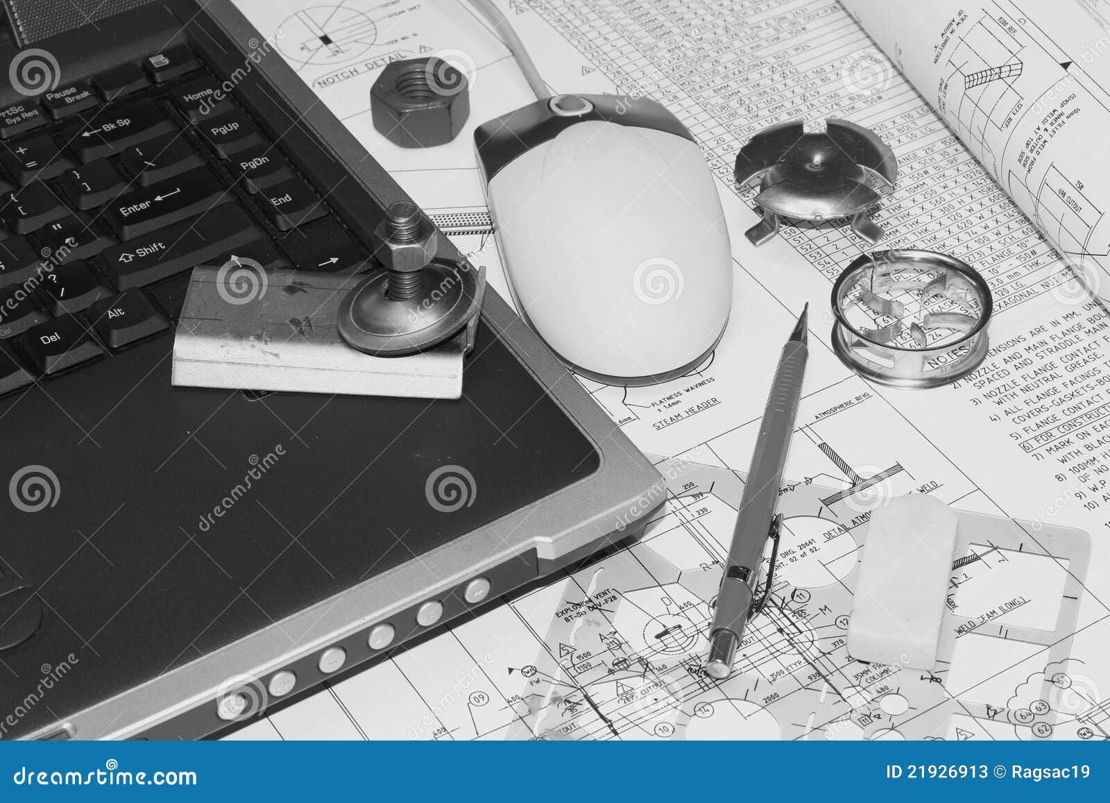 Tools Over Engineering Plan Stock Image - Image of designer, print ...