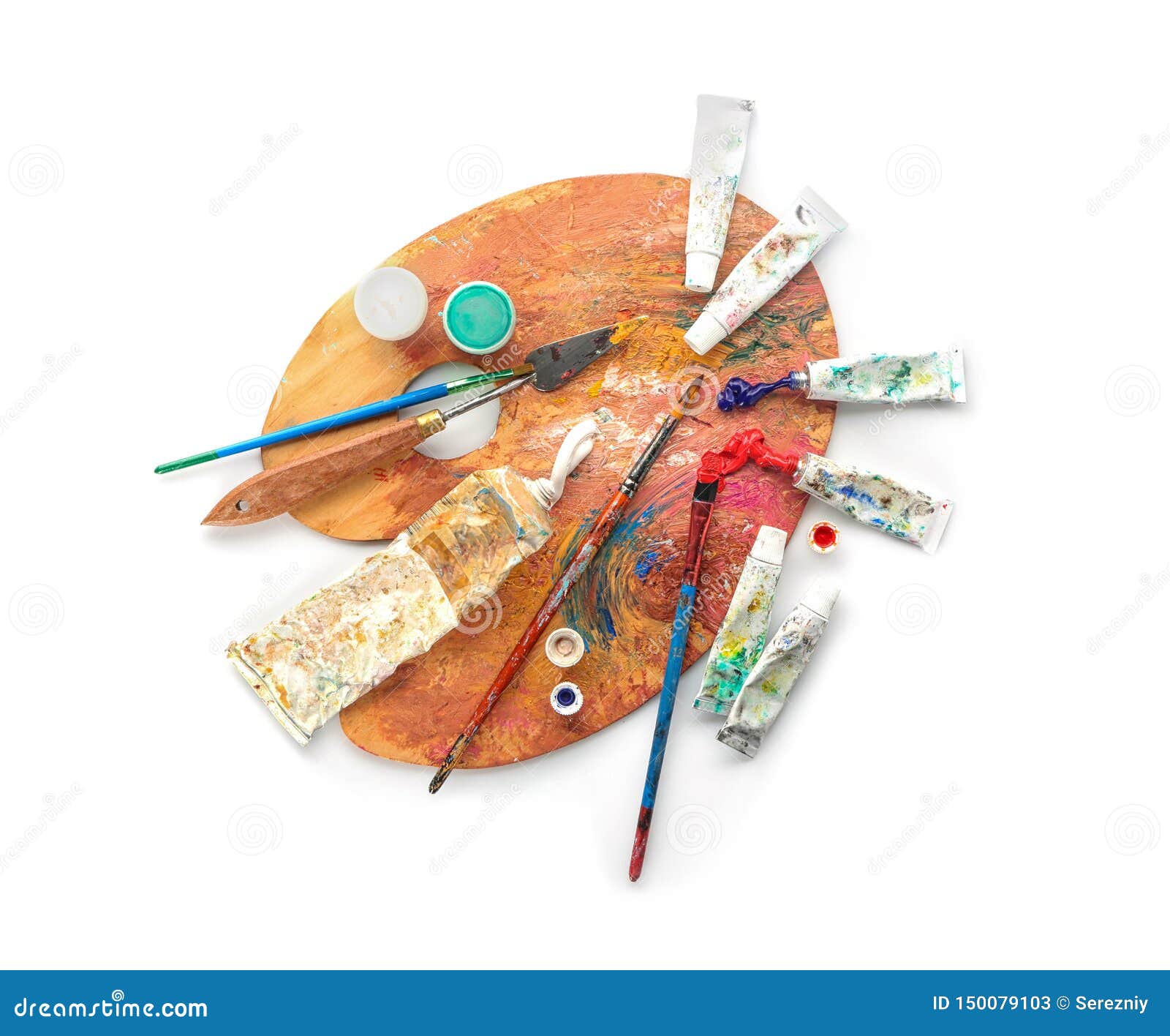 Tools Paint Ink Scrapers Blue Red On Tray Stock Image | CartoonDealer ...