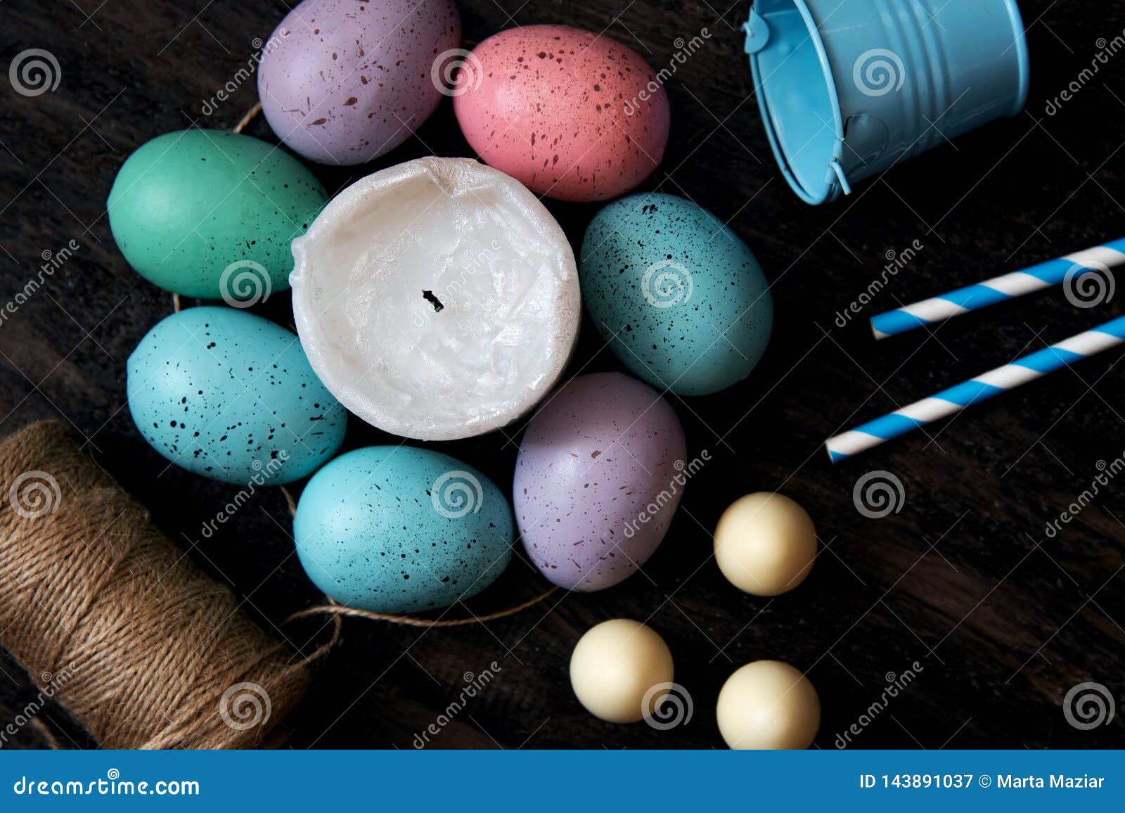 Tools for Painting Eggs for Easter on a Black Background, Handmade ...