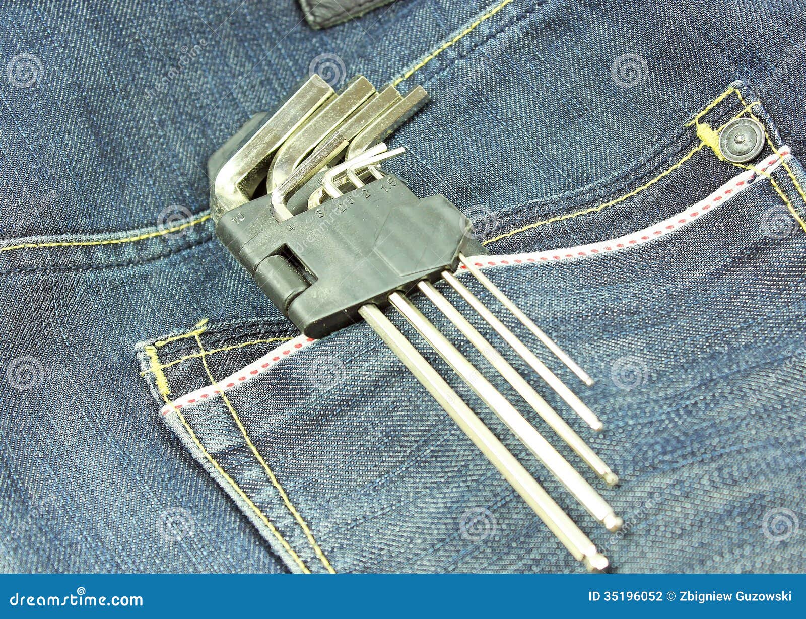 Tools on a pants pocket stock photo. Image of construct - 35196052