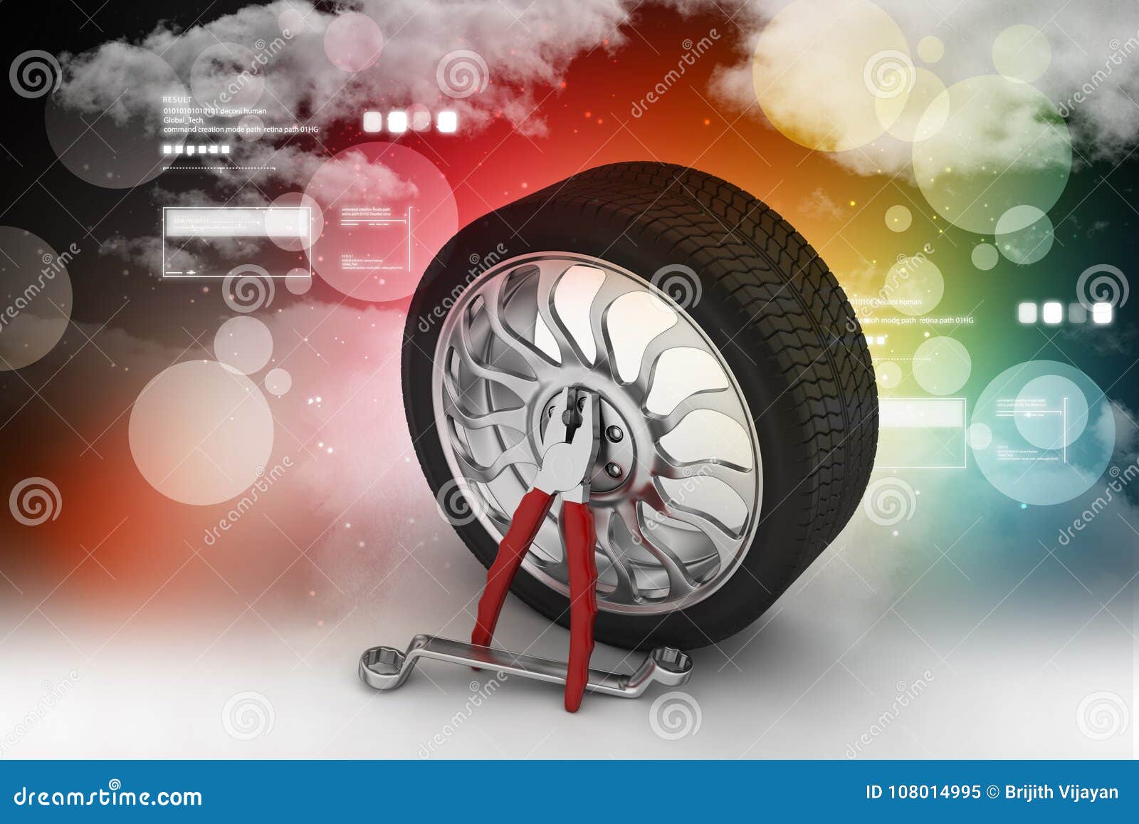 Tools and Parts for Car in Color Background Stock Illustration ...