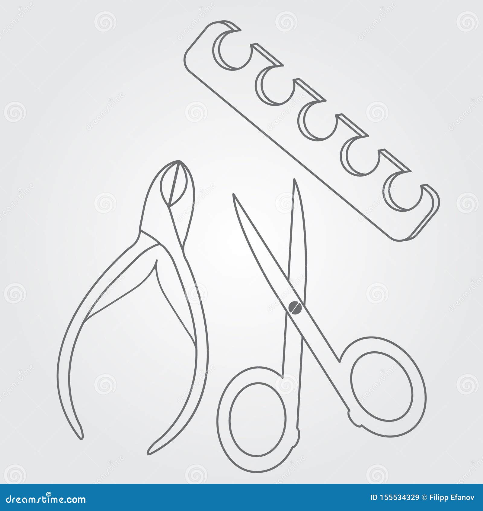 Tools for a Pedicure: Forceps, Scissors, and a Separator for the Toes ...