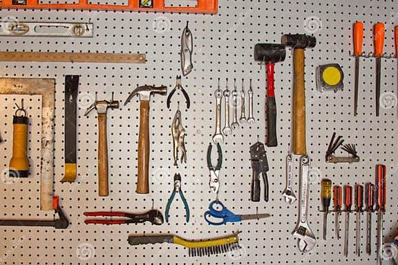 Tools on Pegboard stock photo. Image of file, essential - 22573926