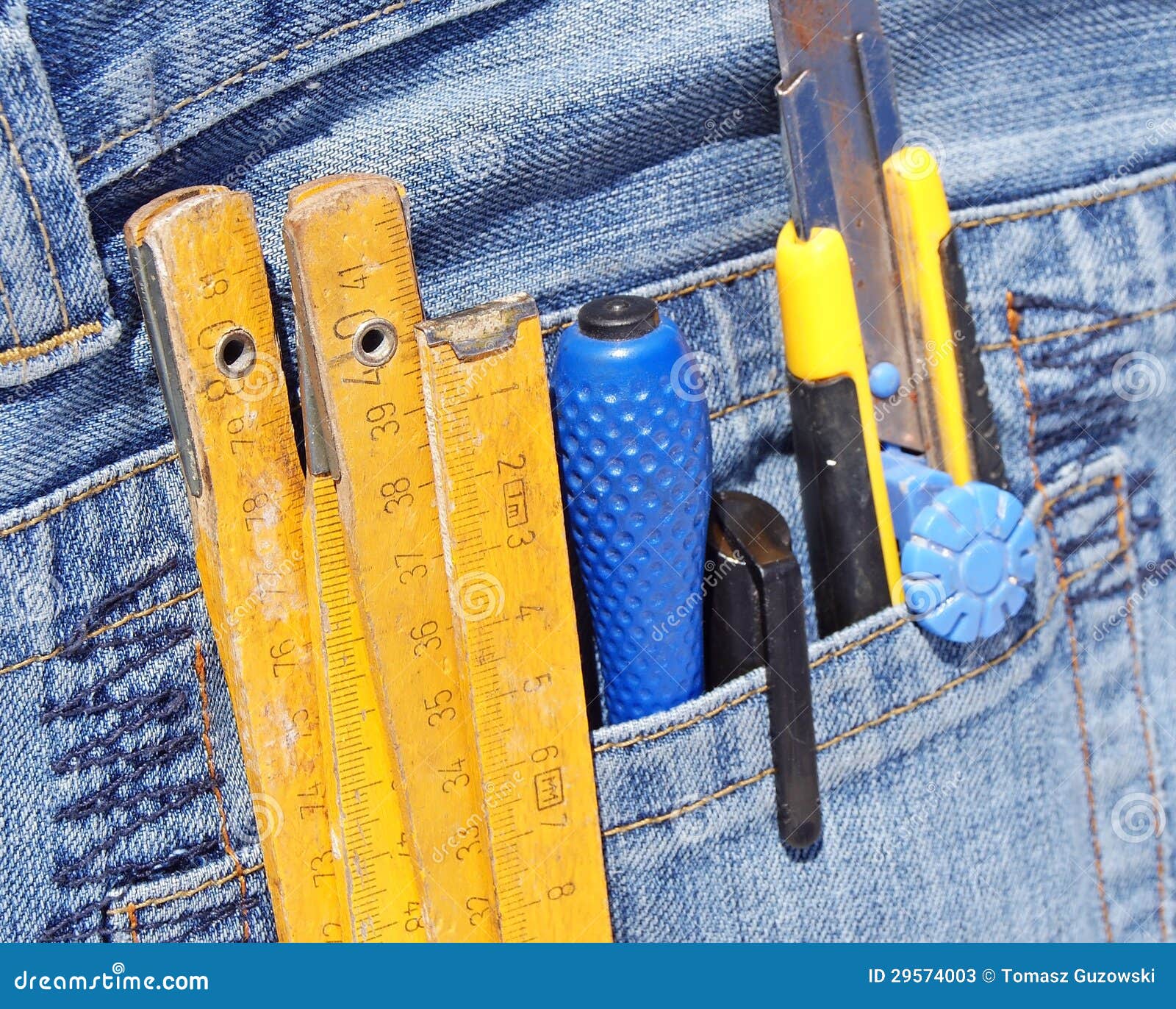 Tools in pocket stock image. Image of style, pants, blue - 29574003