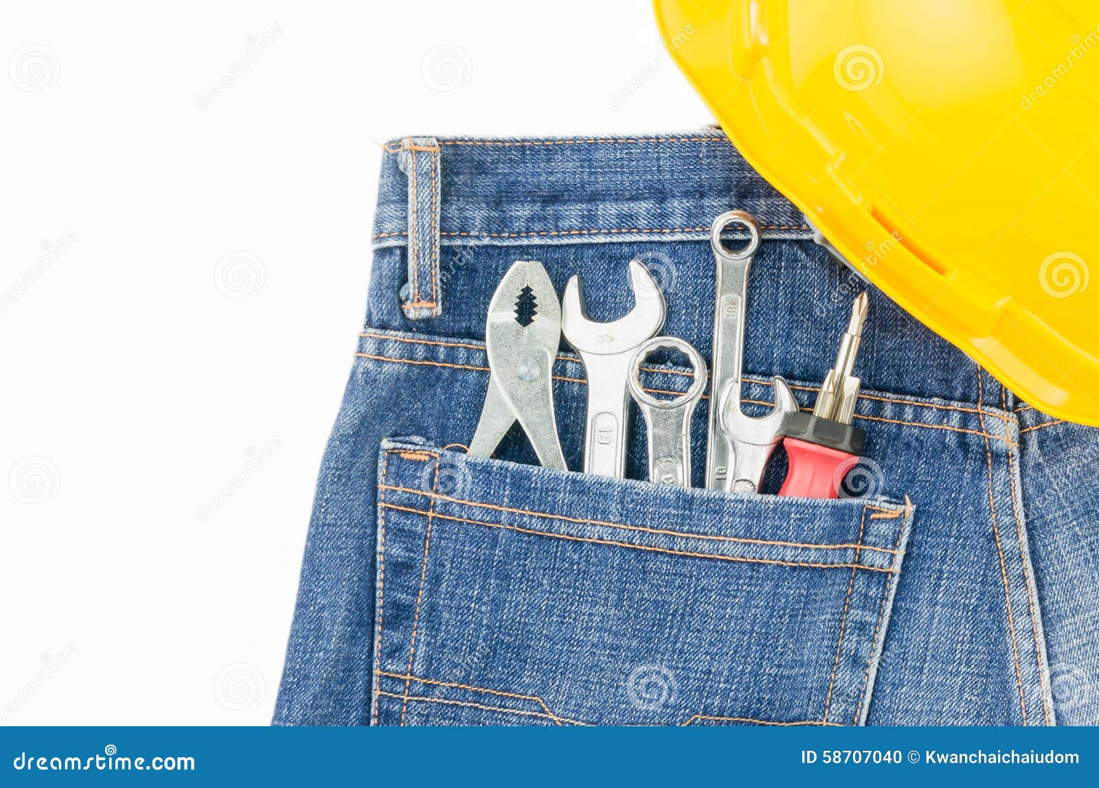 Tools in Pocket Jeans Isolated Stock Photo - Image of toolkit, building ...