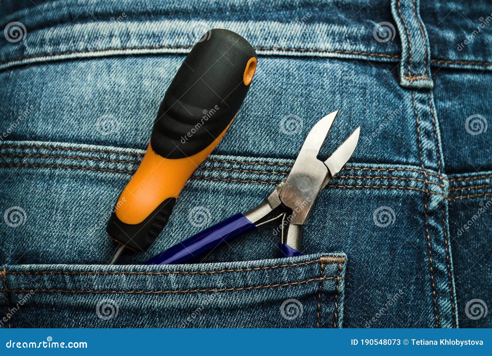 Tools in pocket of pants stock image. Image of jeans - 190548073