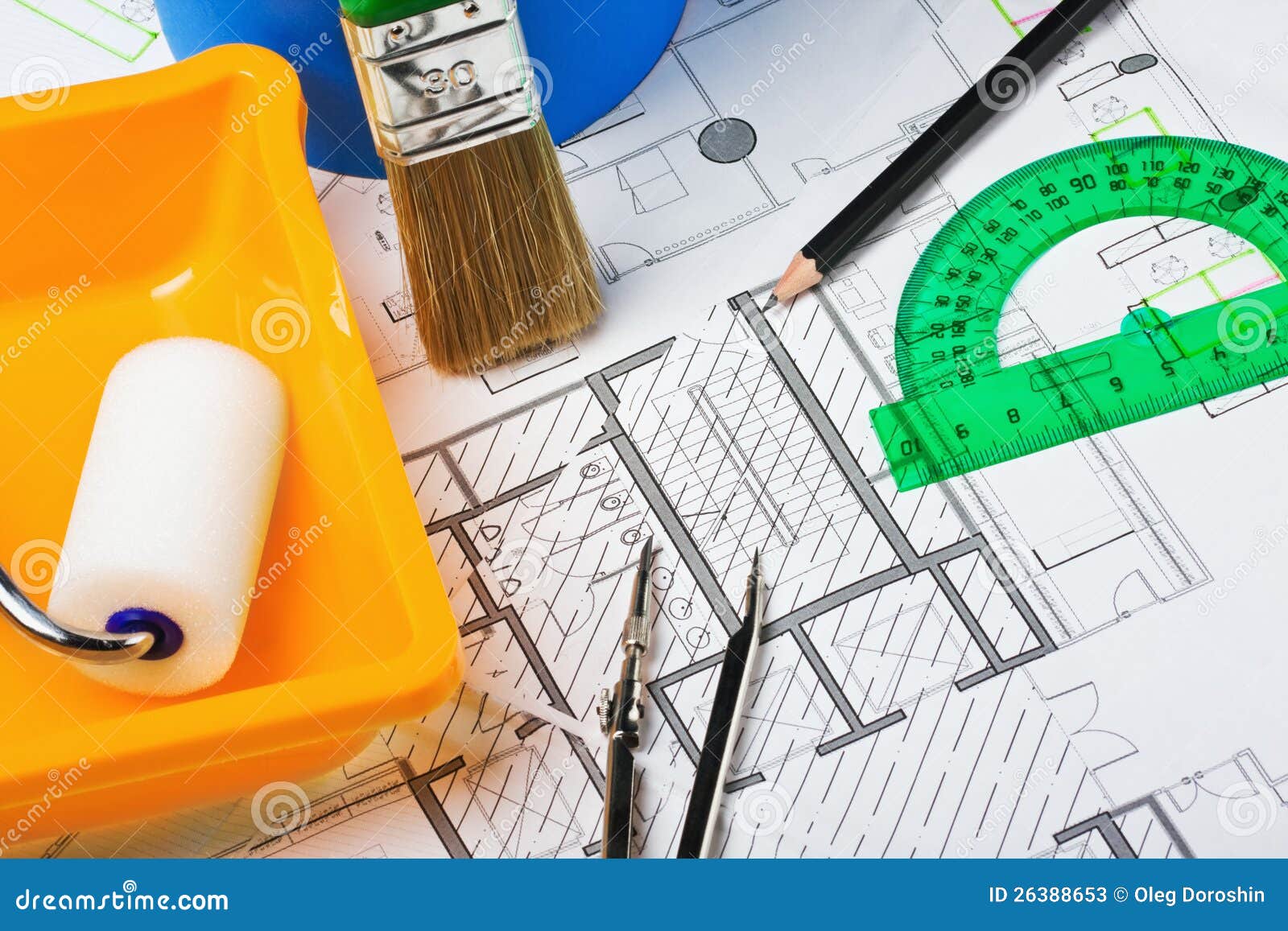 Tools on the Premises for Repair Scheme Stock Image - Image of brush ...