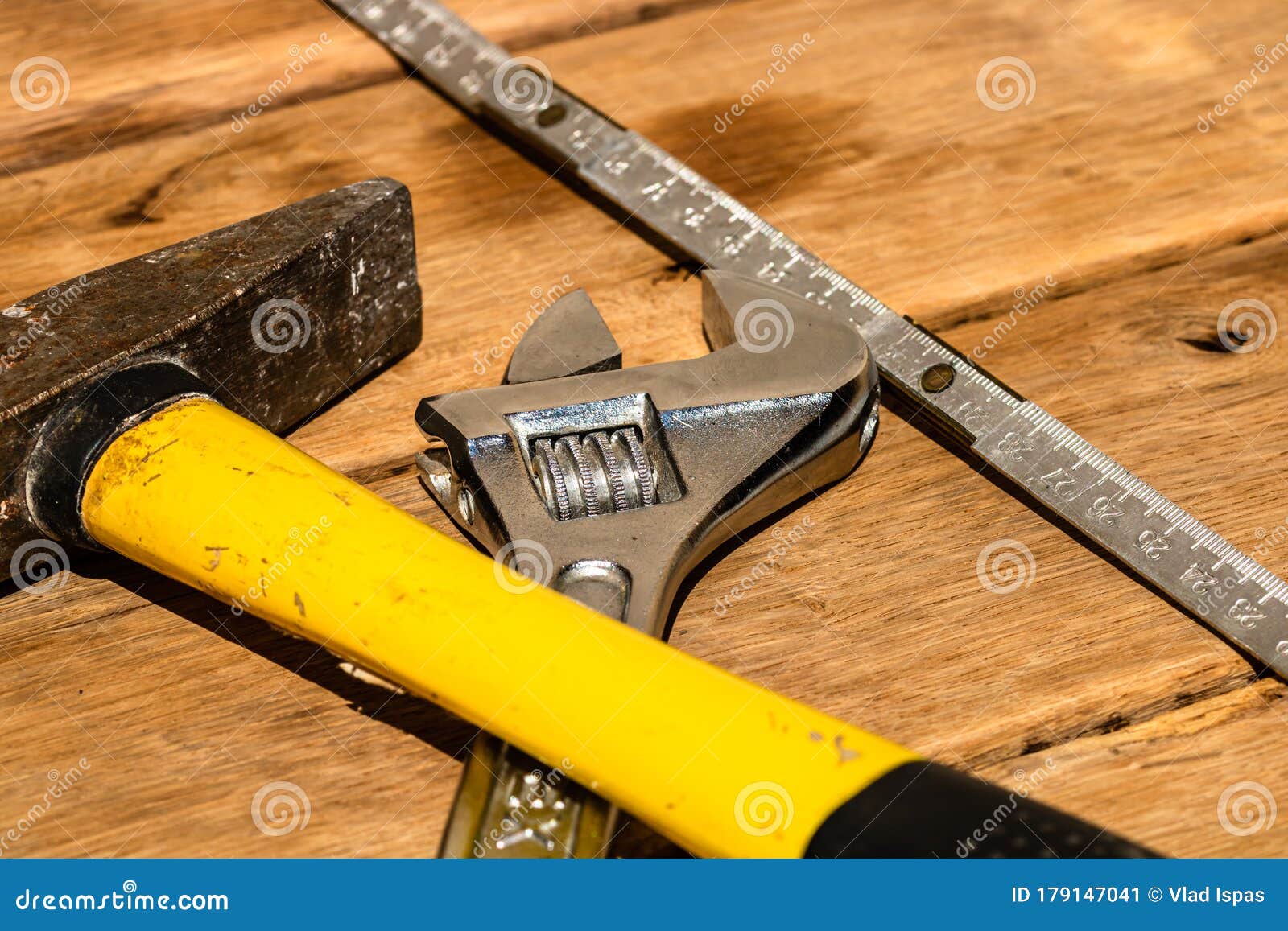 Tools for Repair and Building. Hummer, Adjustable Spanner, Ruler Stock ...