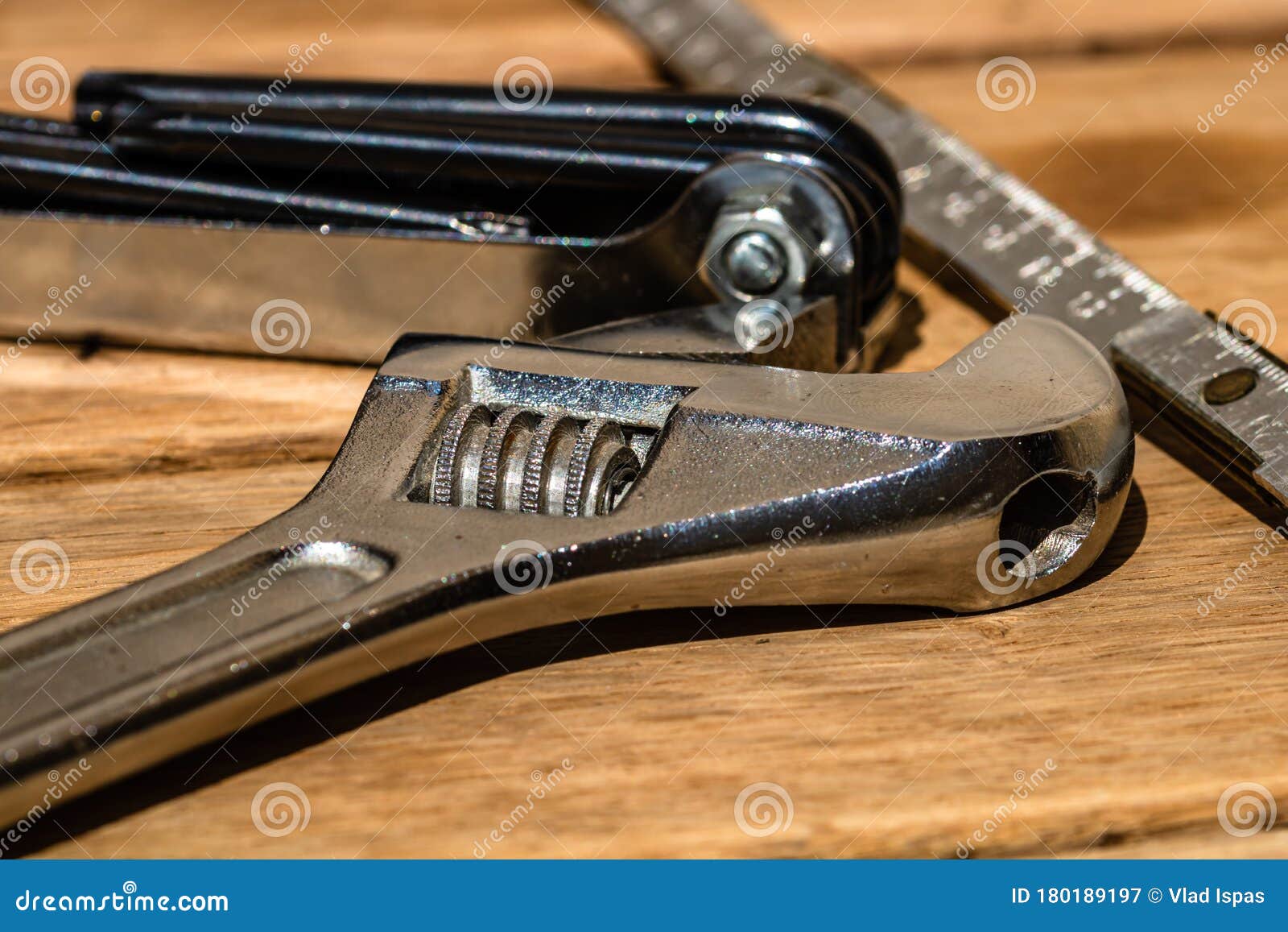 Tools for Repair and Building. Hummer, Adjustable Spanner, Ruler Stock ...