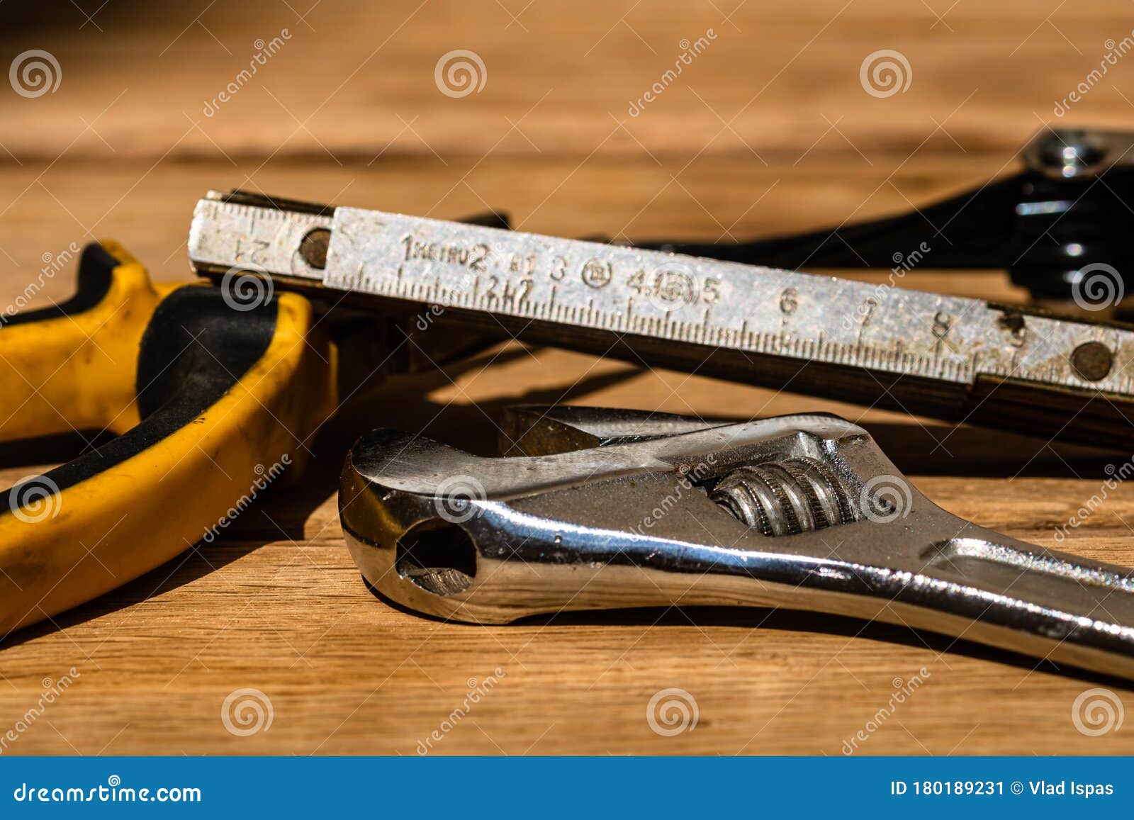 Tools for Repair and Building. Hummer, Adjustable Spanner, Ruler Stock ...
