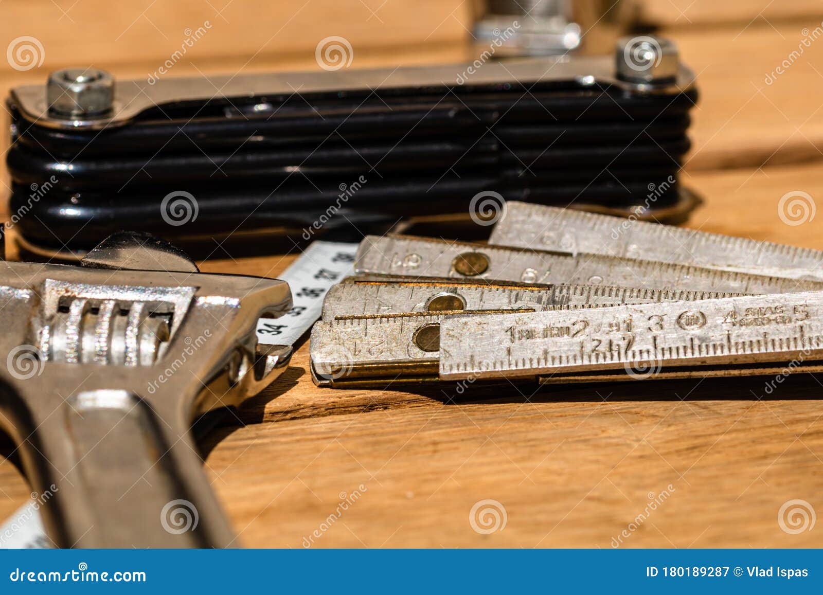 Tools for Repair and Building. Hummer, Adjustable Spanner, Ruler Stock ...
