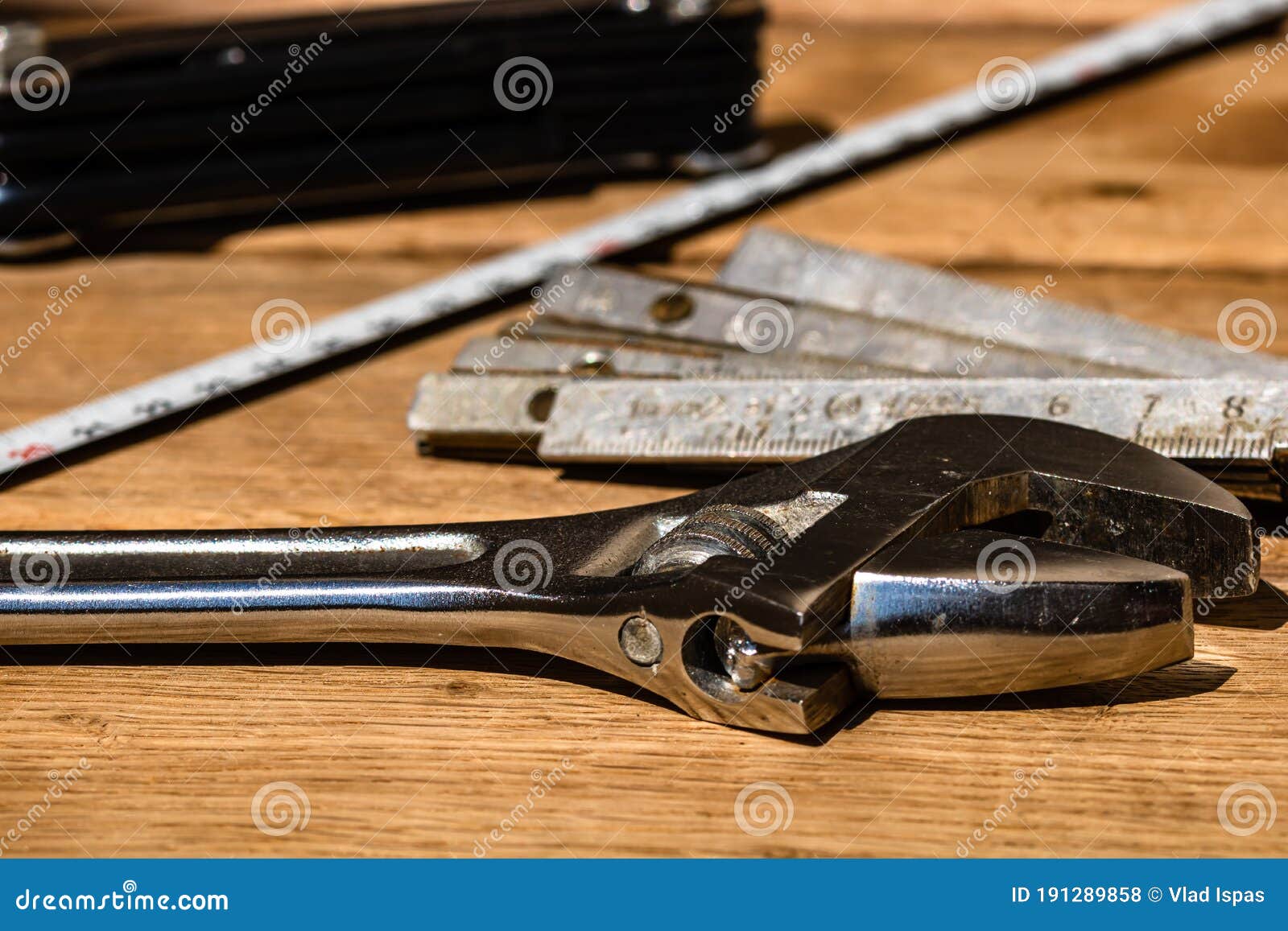 Tools for Repair and Building. Hummer, Adjustable Spanner, Ruler Stock ...