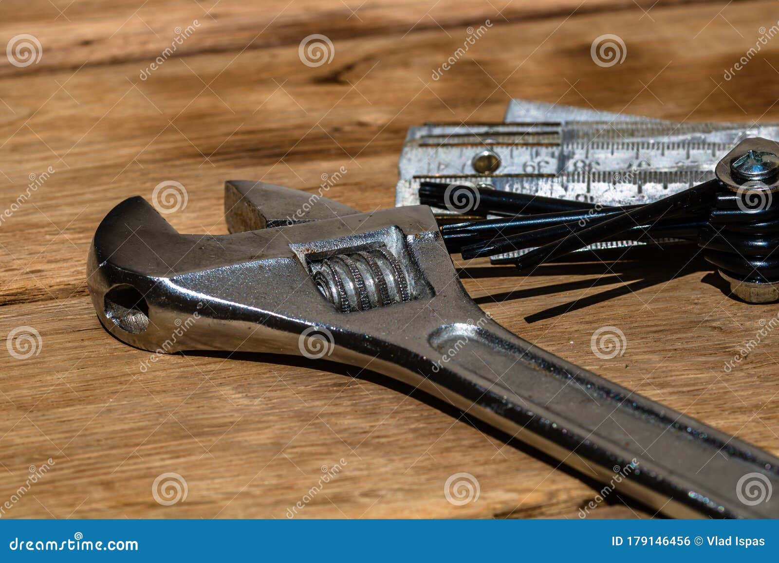 Tools for Repair and Building. Hummer, Adjustable Spanner, Ruler Stock ...