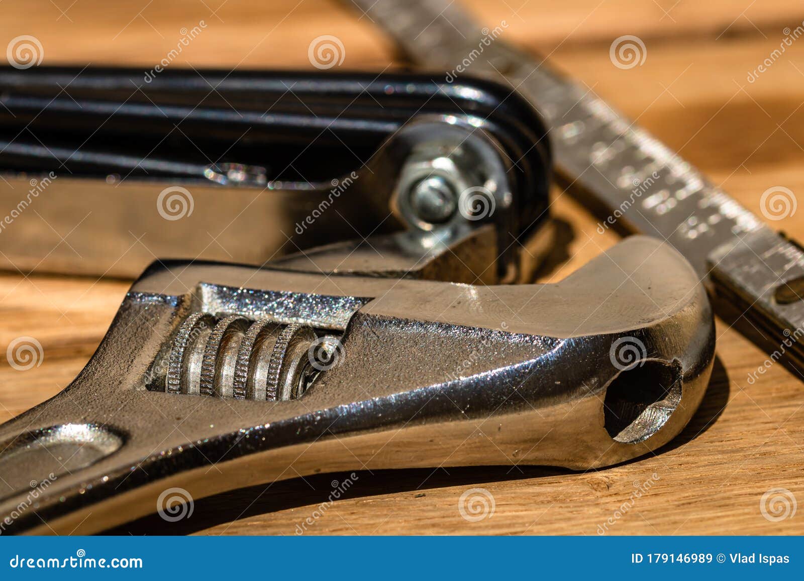 Tools for Repair and Building. Hummer, Adjustable Spanner, Ruler Stock ...