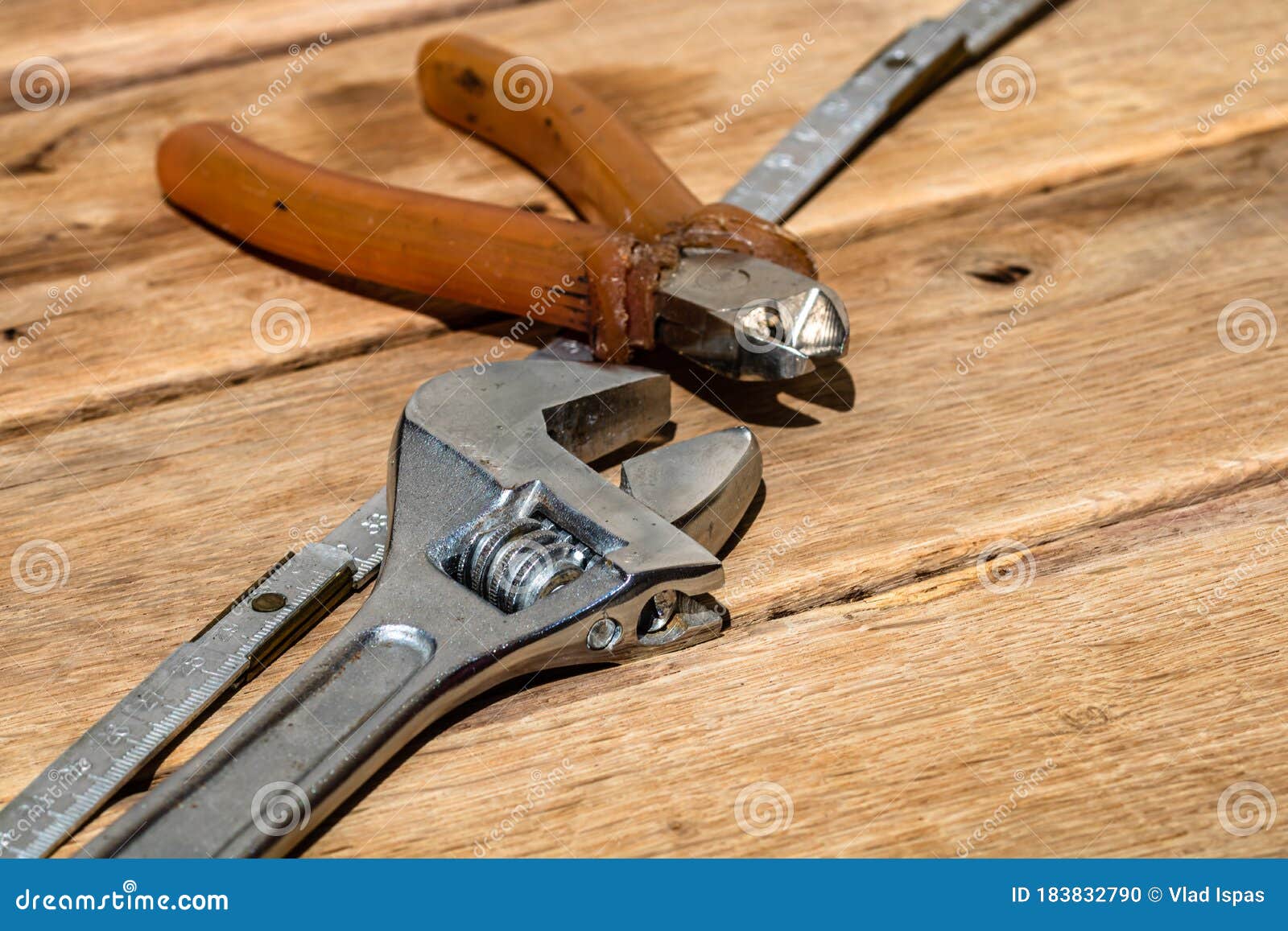 Tools for Repair and Building. Hummer, Adjustable Spanner, Ruler Stock ...