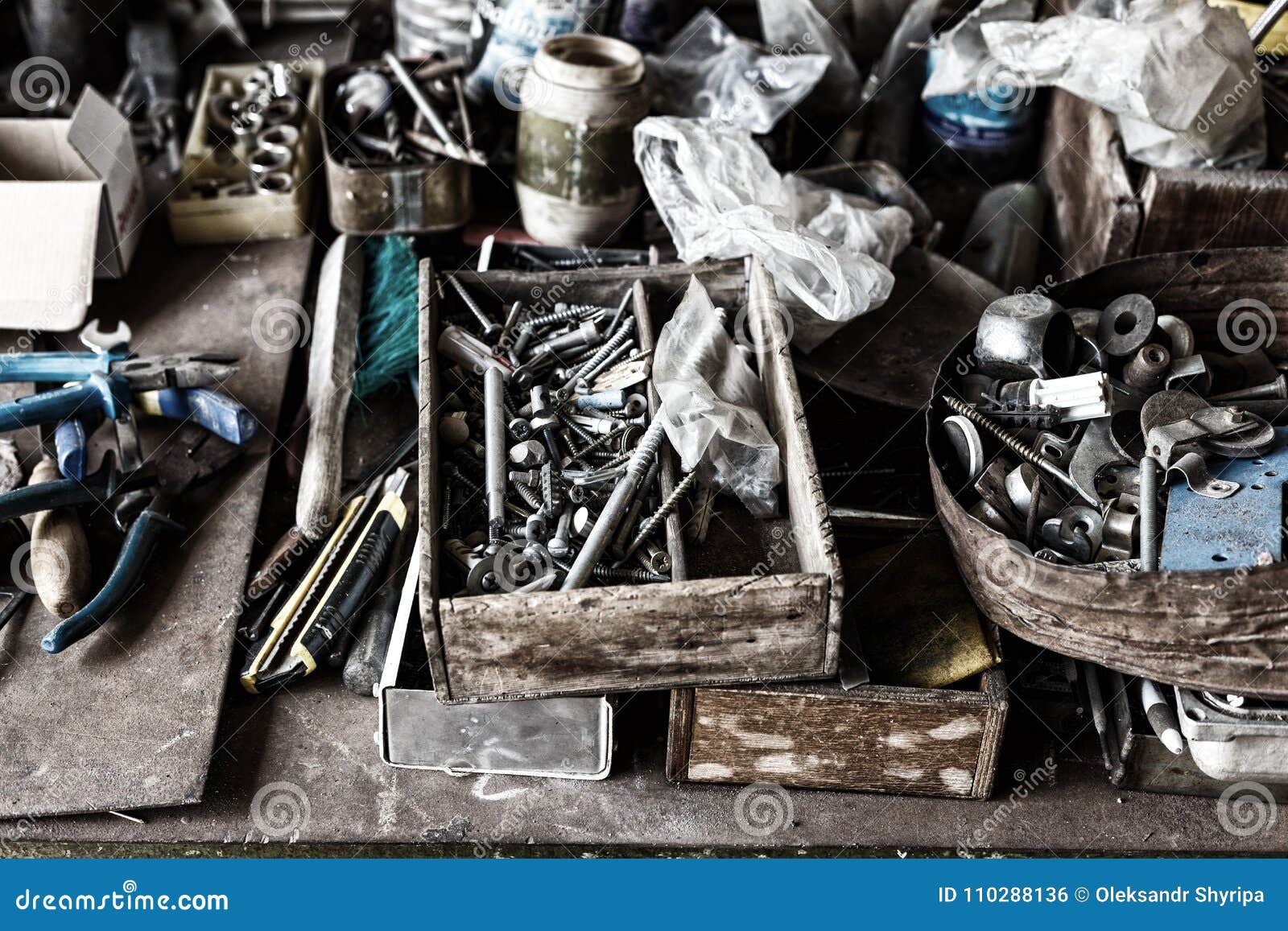 Tools for Repair are Scattered Stock Photo - Image of ancient, drill ...
