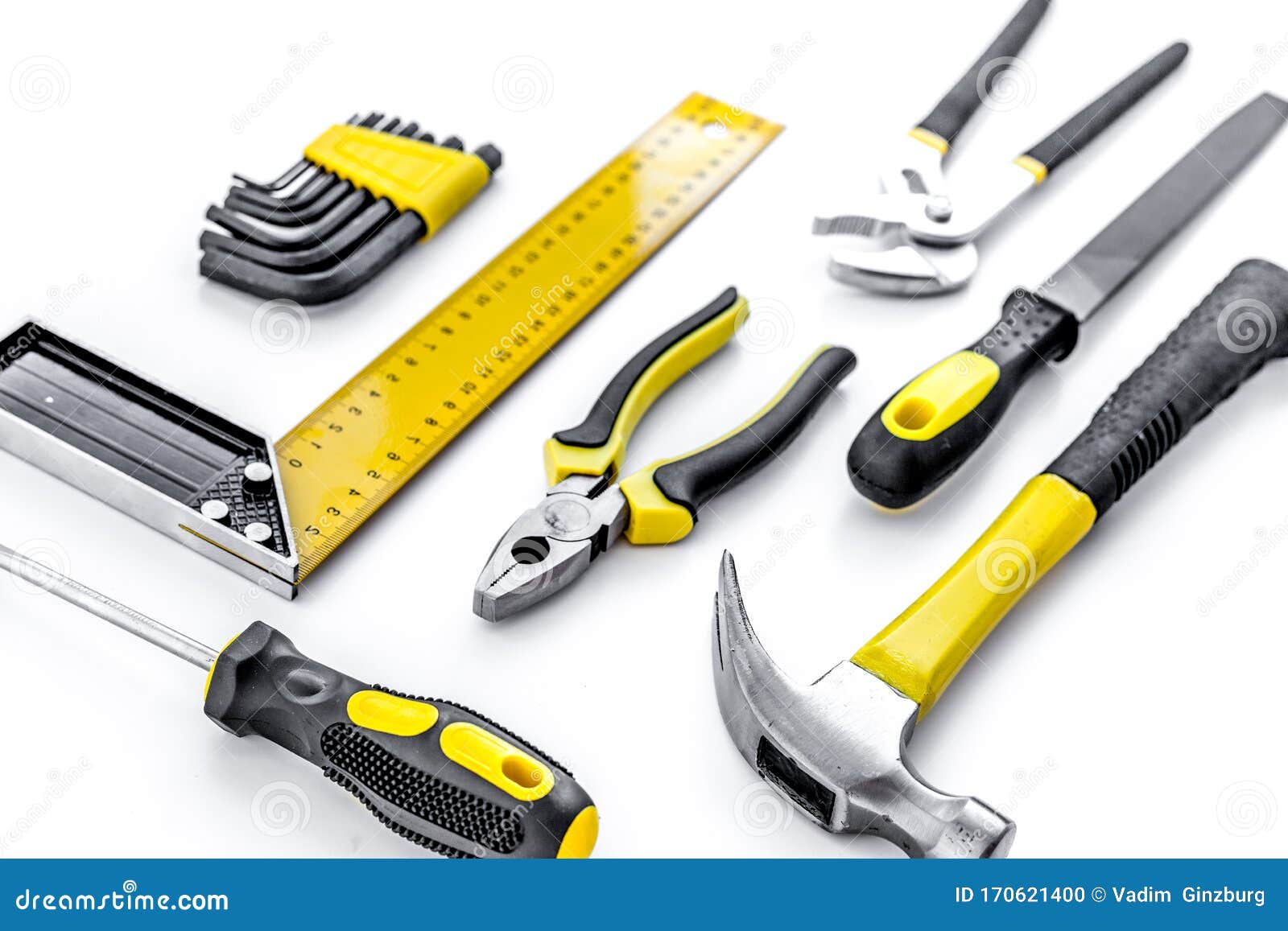 Tools for Repairing Top View on White Background Stock Photo - Image of ...