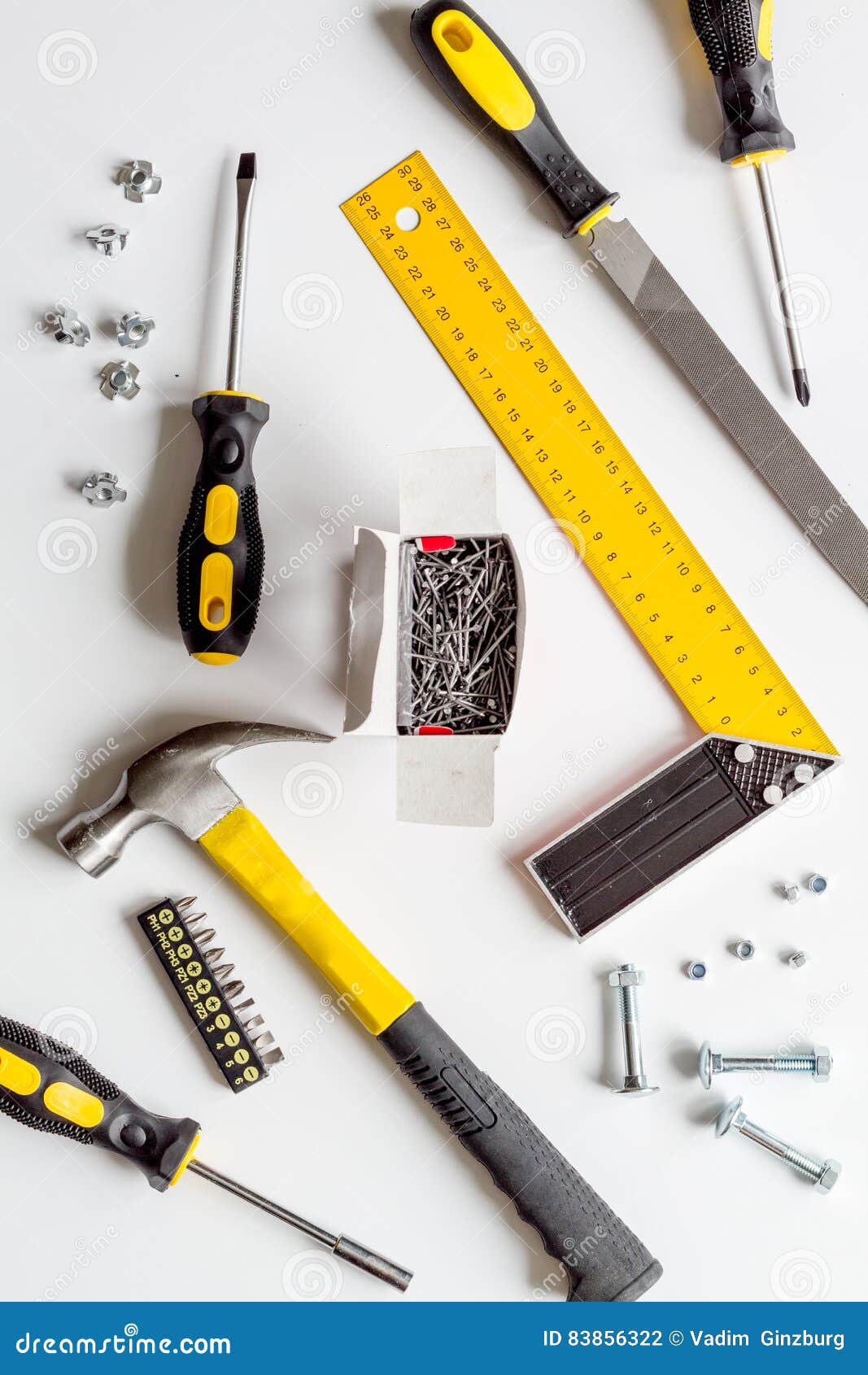 Tools for Repairing Top View on White Background Stock Photo - Image of ...