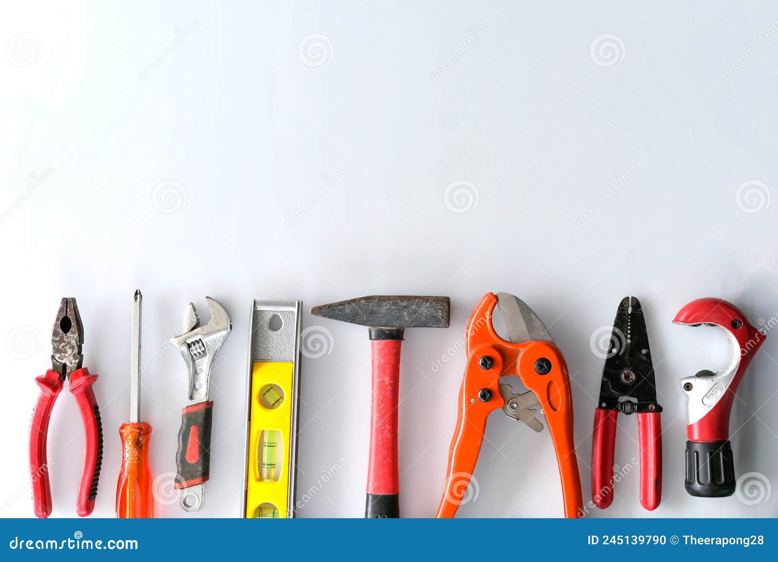 Tools for Repairing Top View on White Background for Maintenance and ...