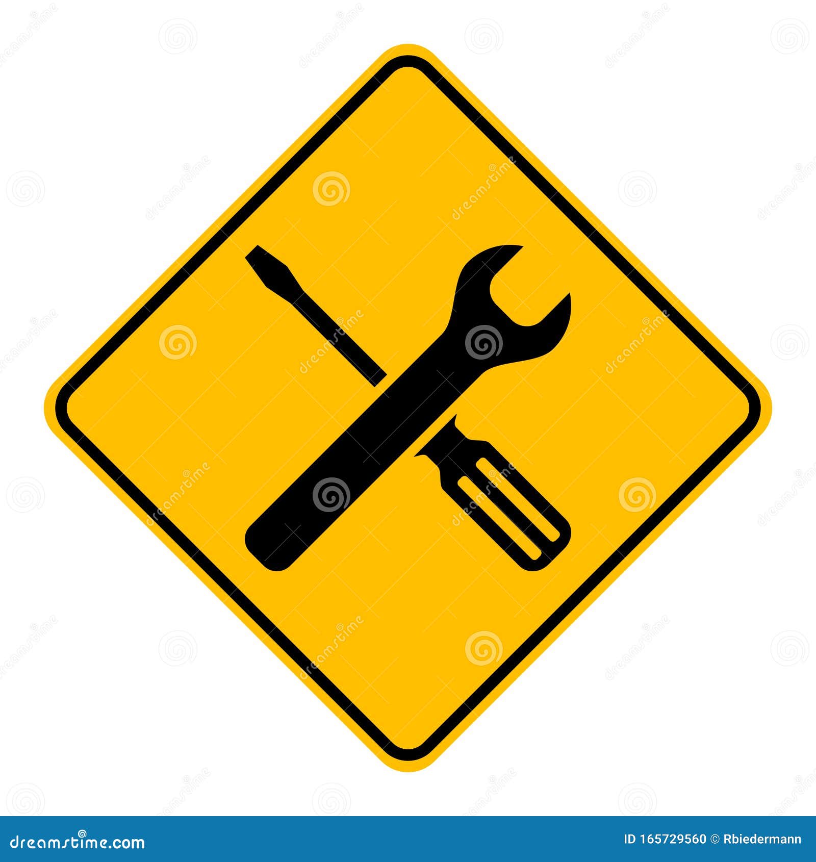Tools and road sign stock vector. Illustration of warning - 165729560