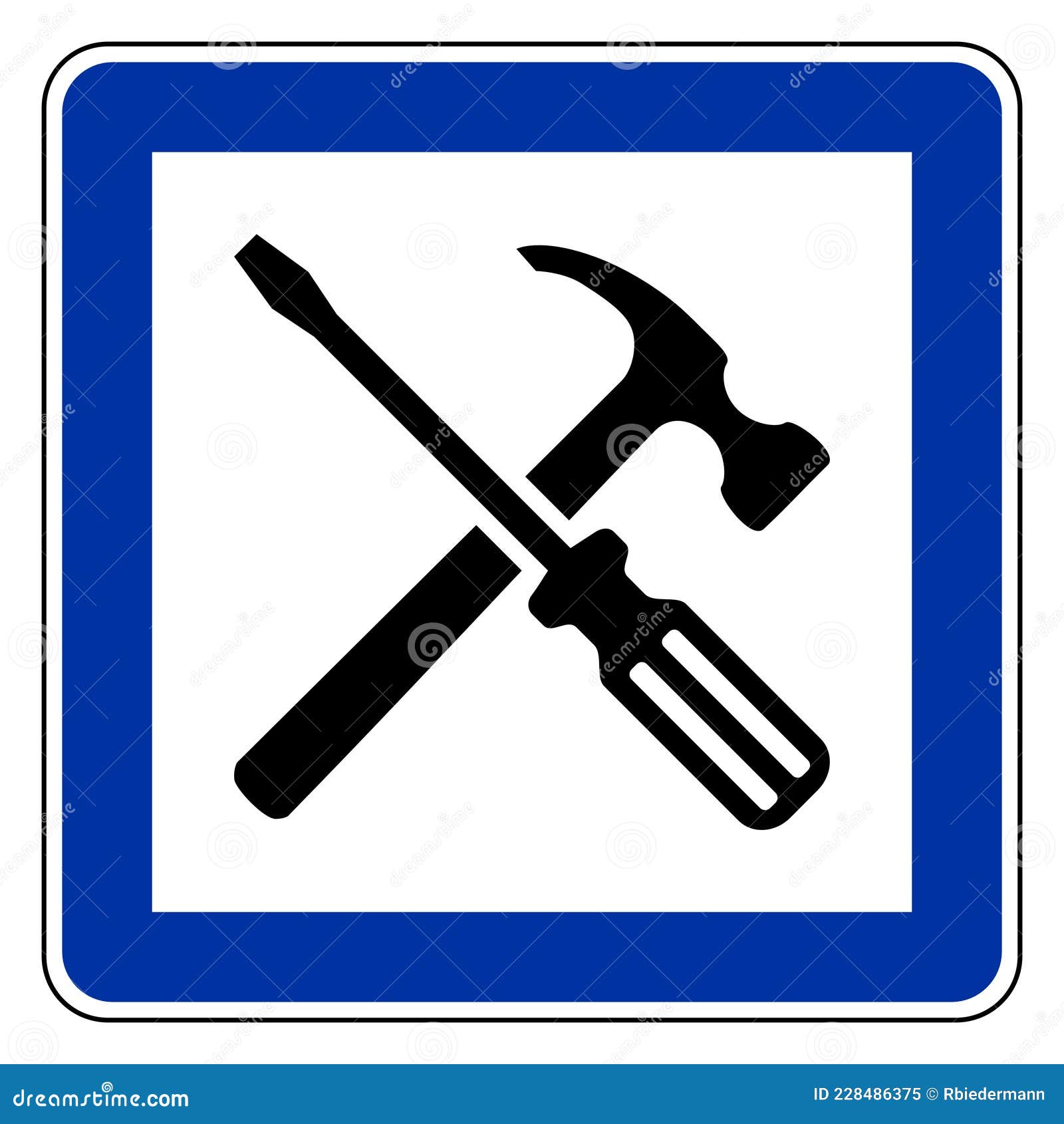 Tools and road sign stock vector. Illustration of caution - 228486375
