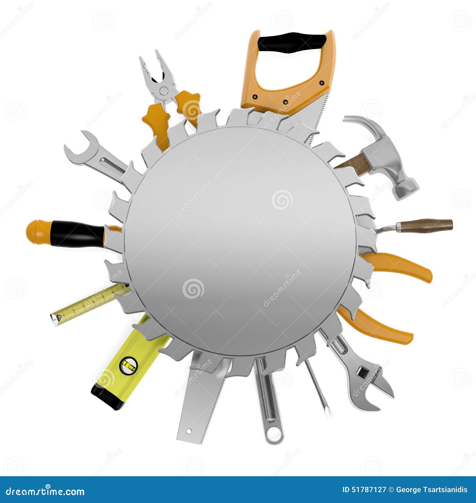 Tools with Round Metal Sign and Copy-space Stock Illustration ...