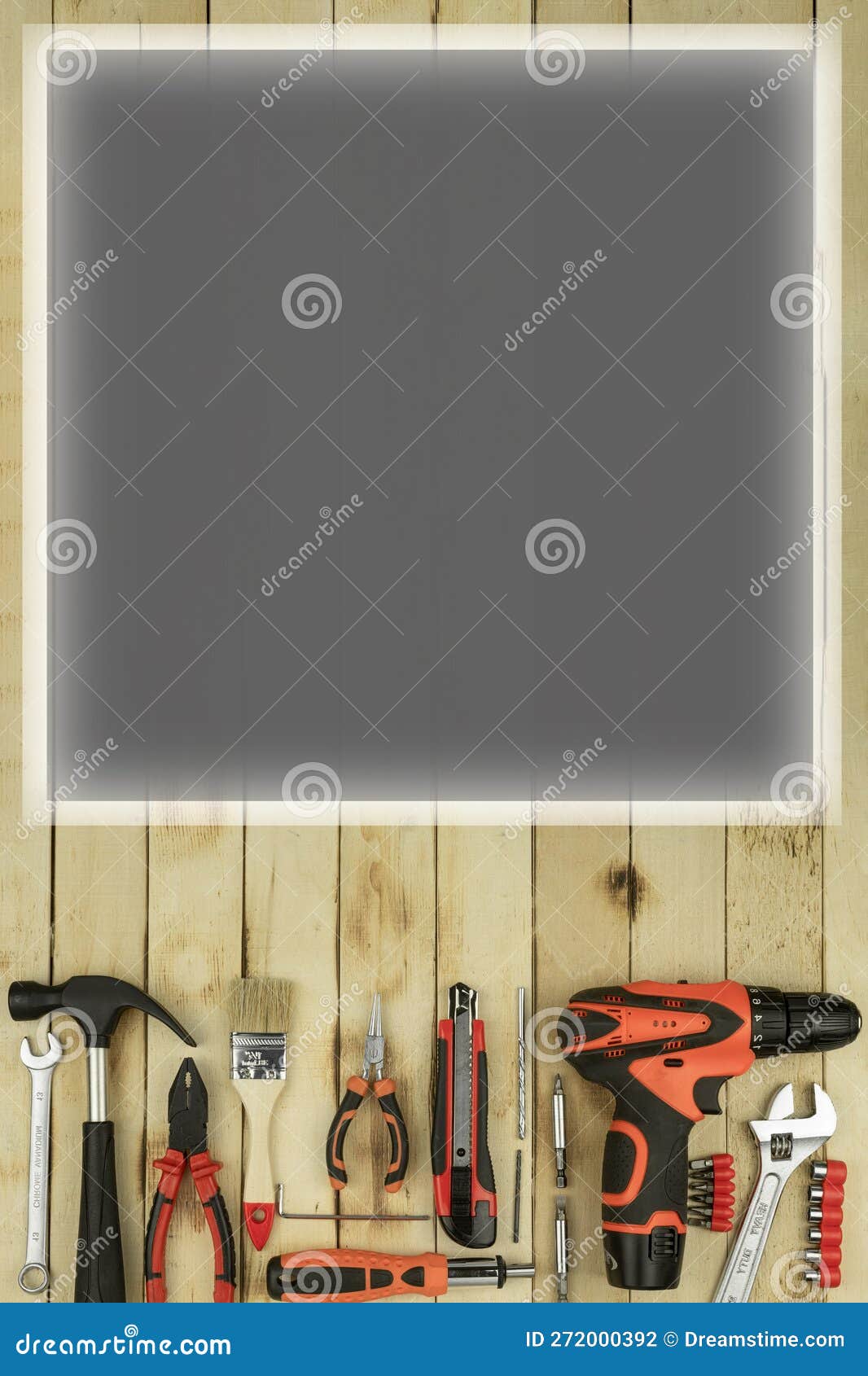 Tools on a Rustic Background with Copy Space Stock Photo - Image of ...